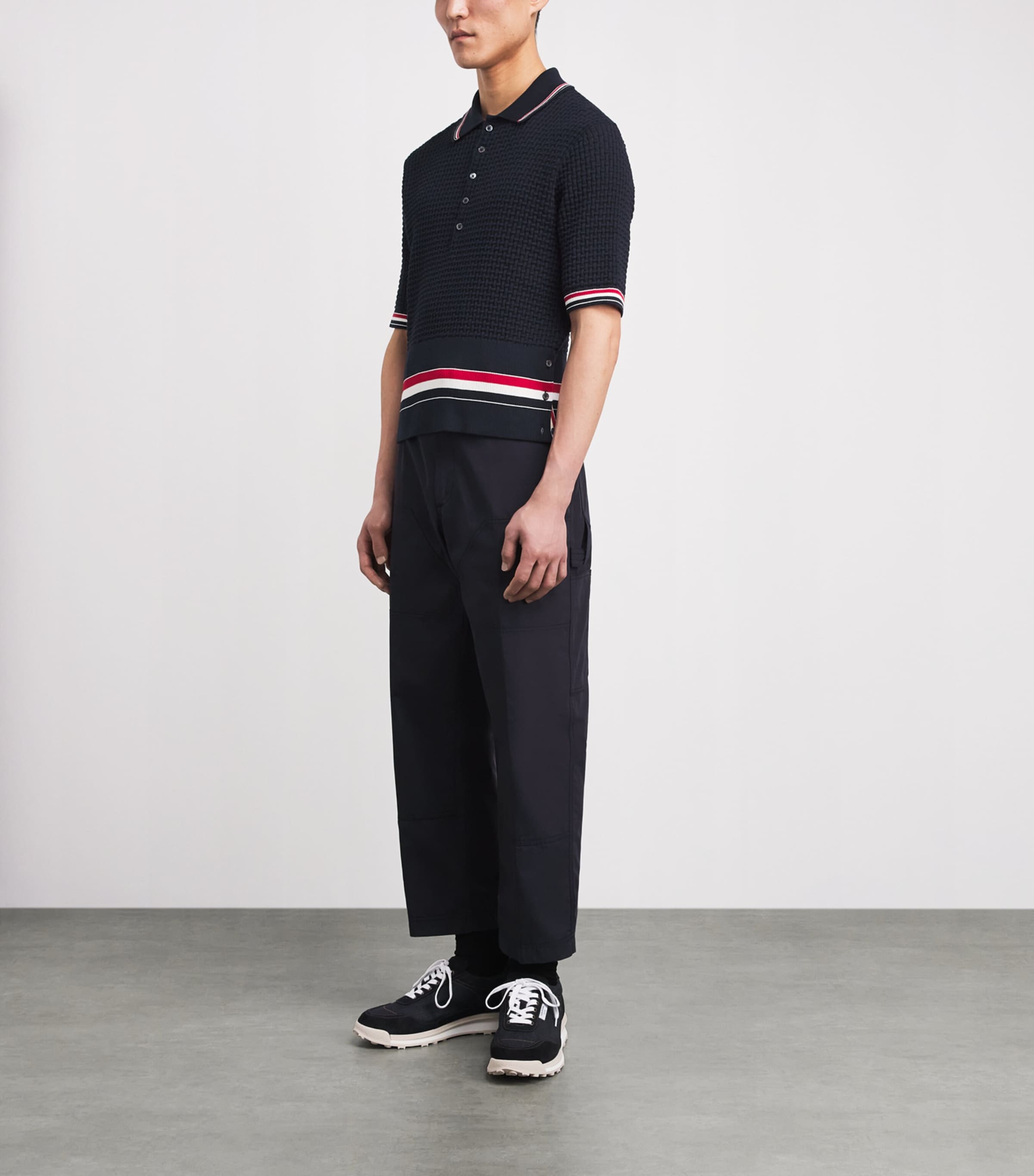 THOM BROWNE cotton ripple-stitch polo shirt