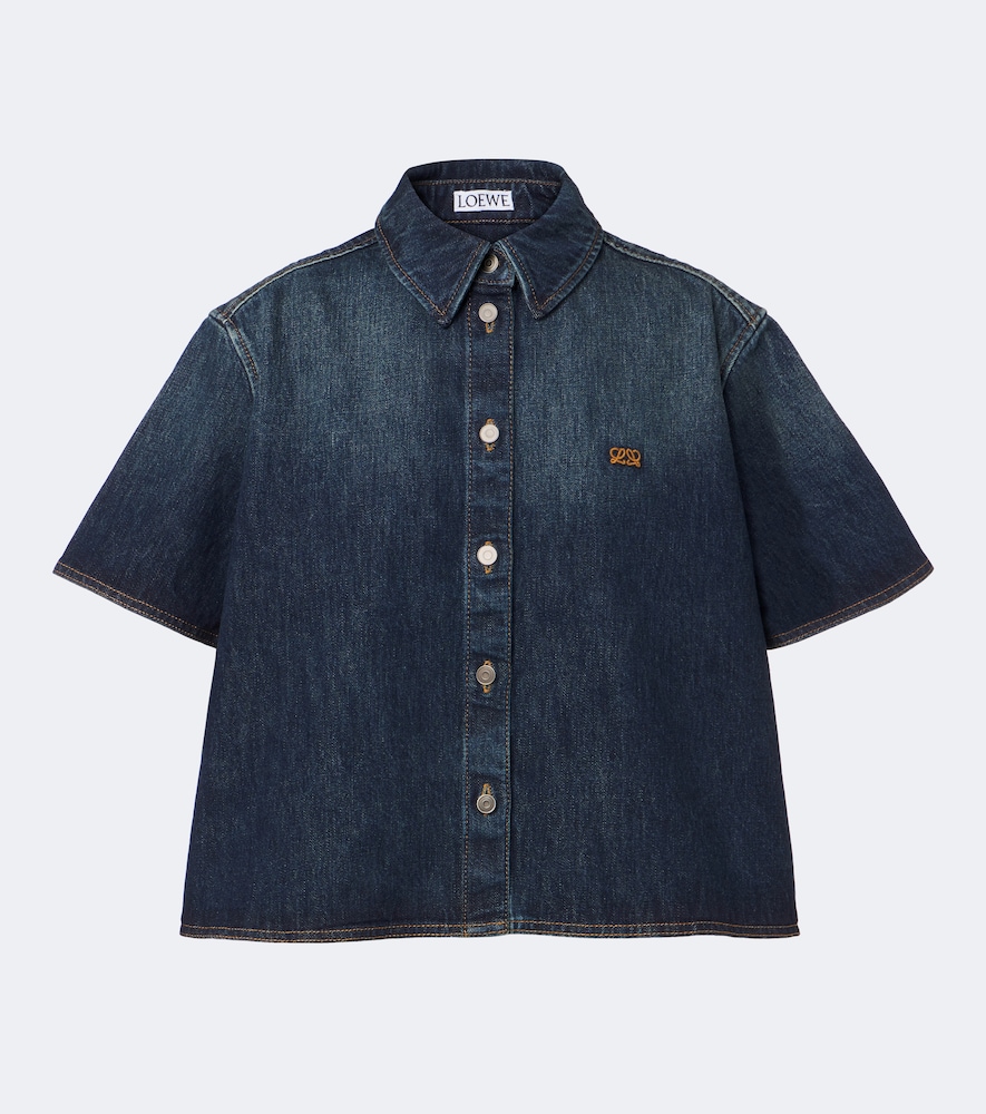 LOEWE Double L belted denim miniskirt