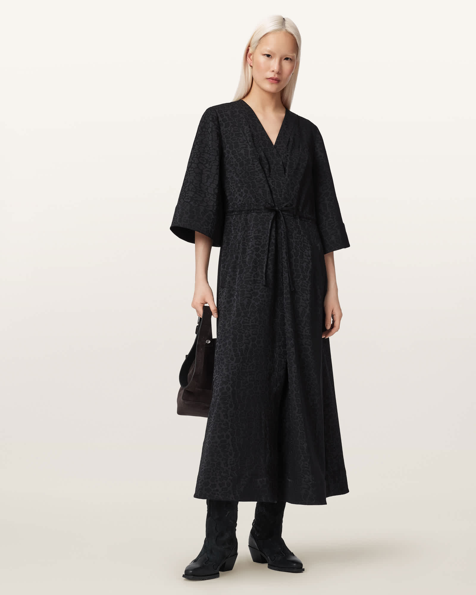 Allsaints Mila Lace Panel Leopard Print Maxi Dress In Black - 30% Off |  Editorialist