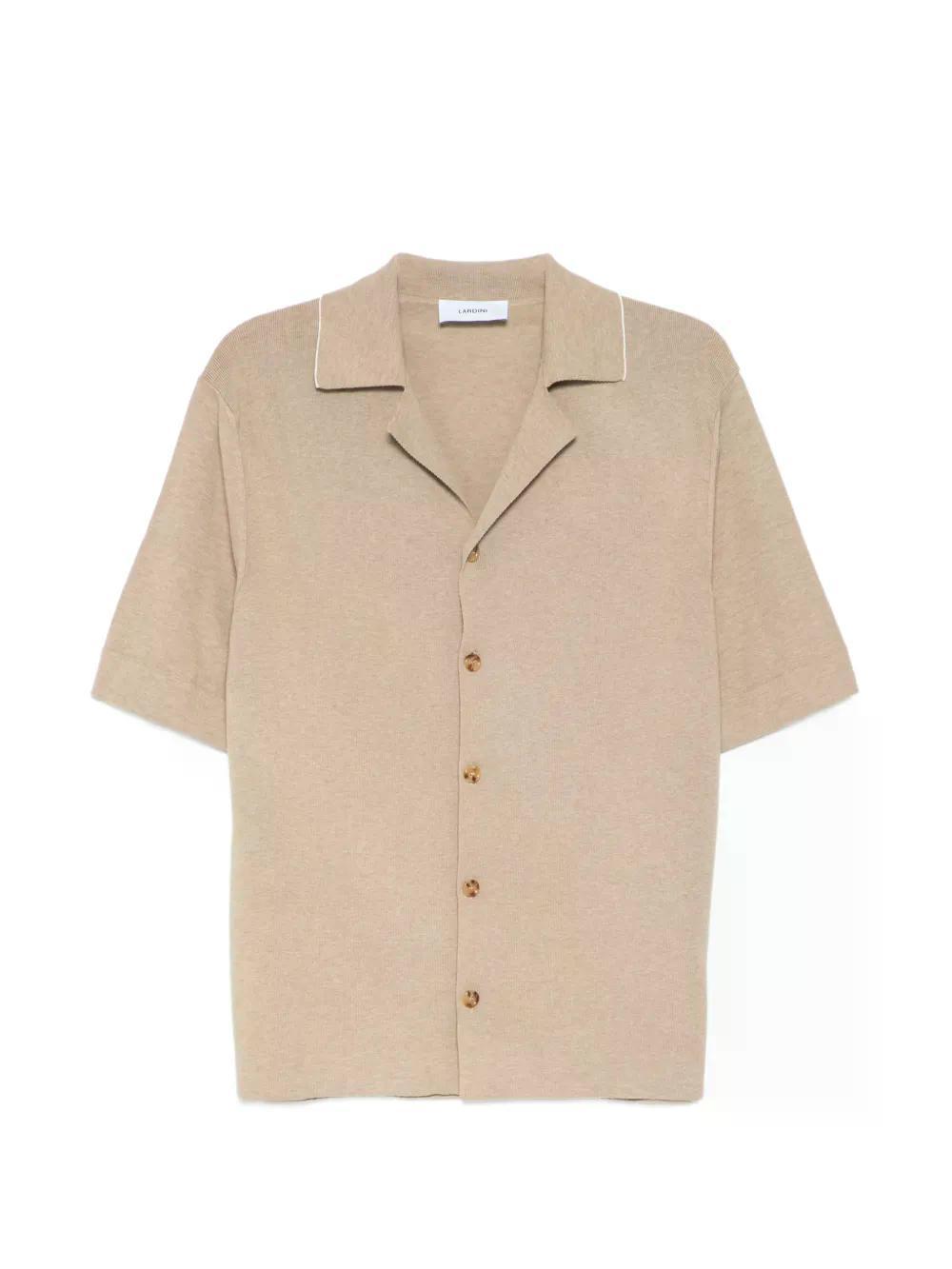 RHYTHM rhythm textured knit shirt in brown.