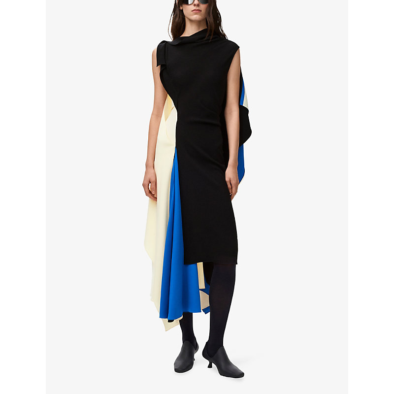 LOEWE Layered-Panel Asymmetric-Hem Midi Dress