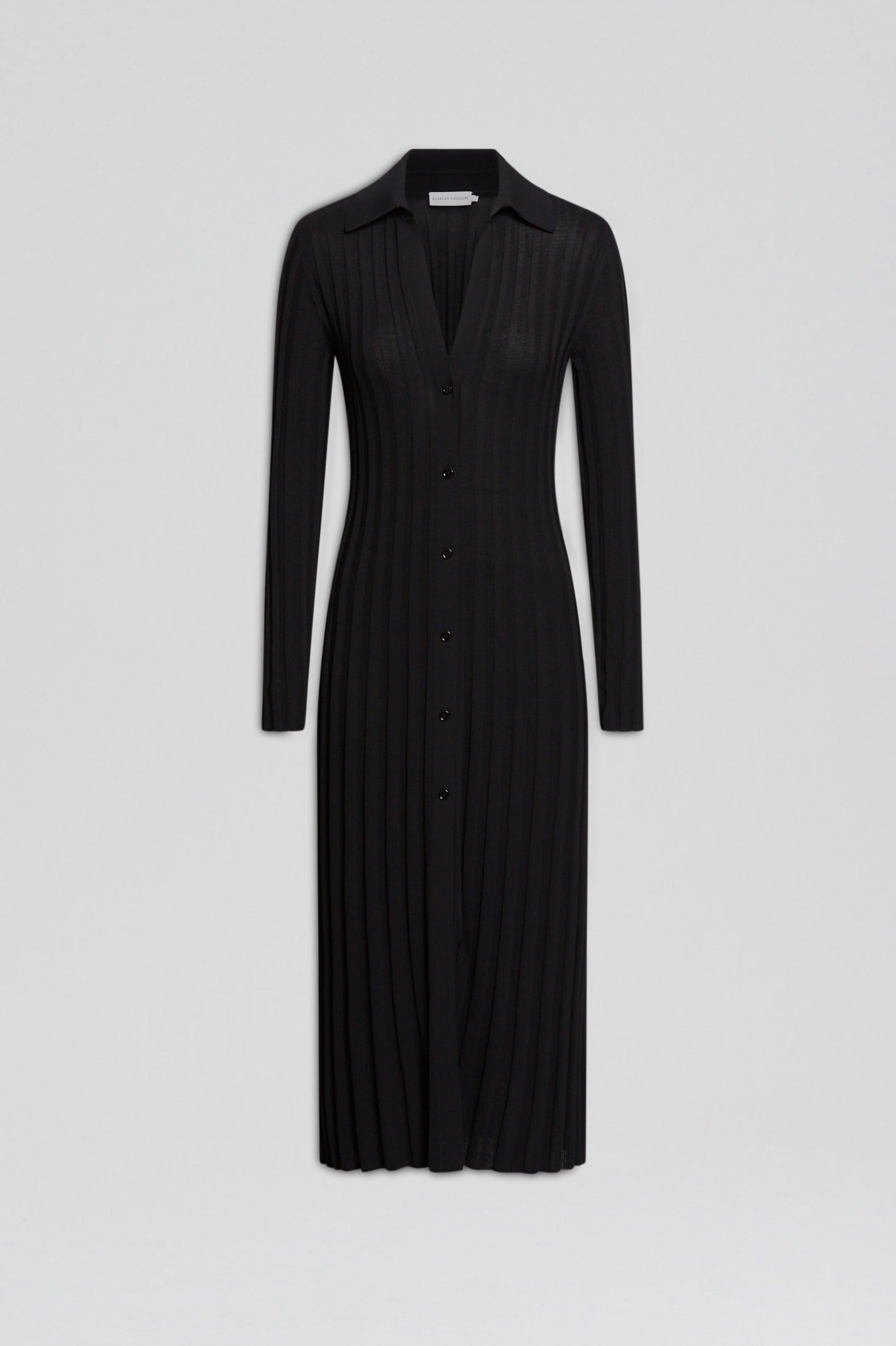 Scanlan Theodore Pleated Rib Placket Midi Dress - Black - 30% Off | Editorialist Scanlan Theodore Pleated Rib Placket Midi Dress - Black - 30% Off | Editorialist