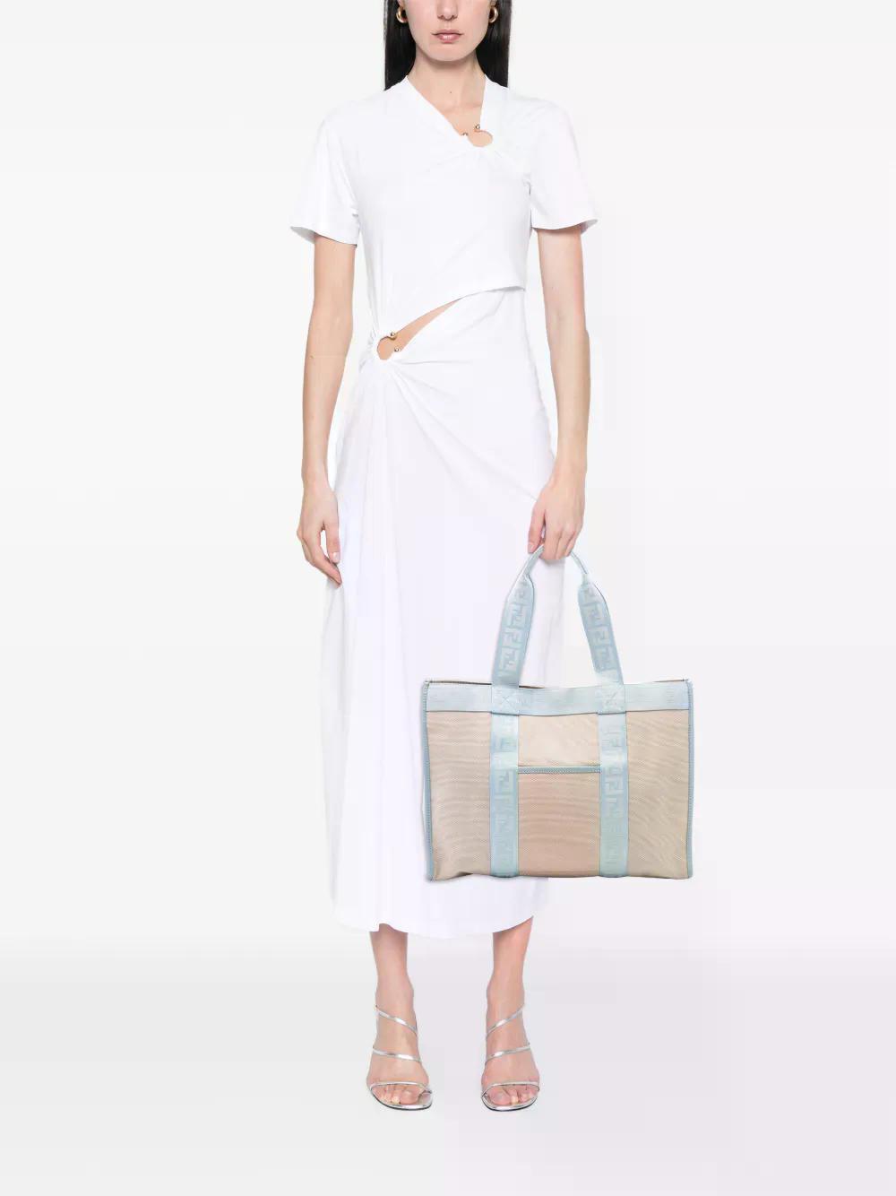 FENDI Zucca Trimmed Canvas Tote Bag
