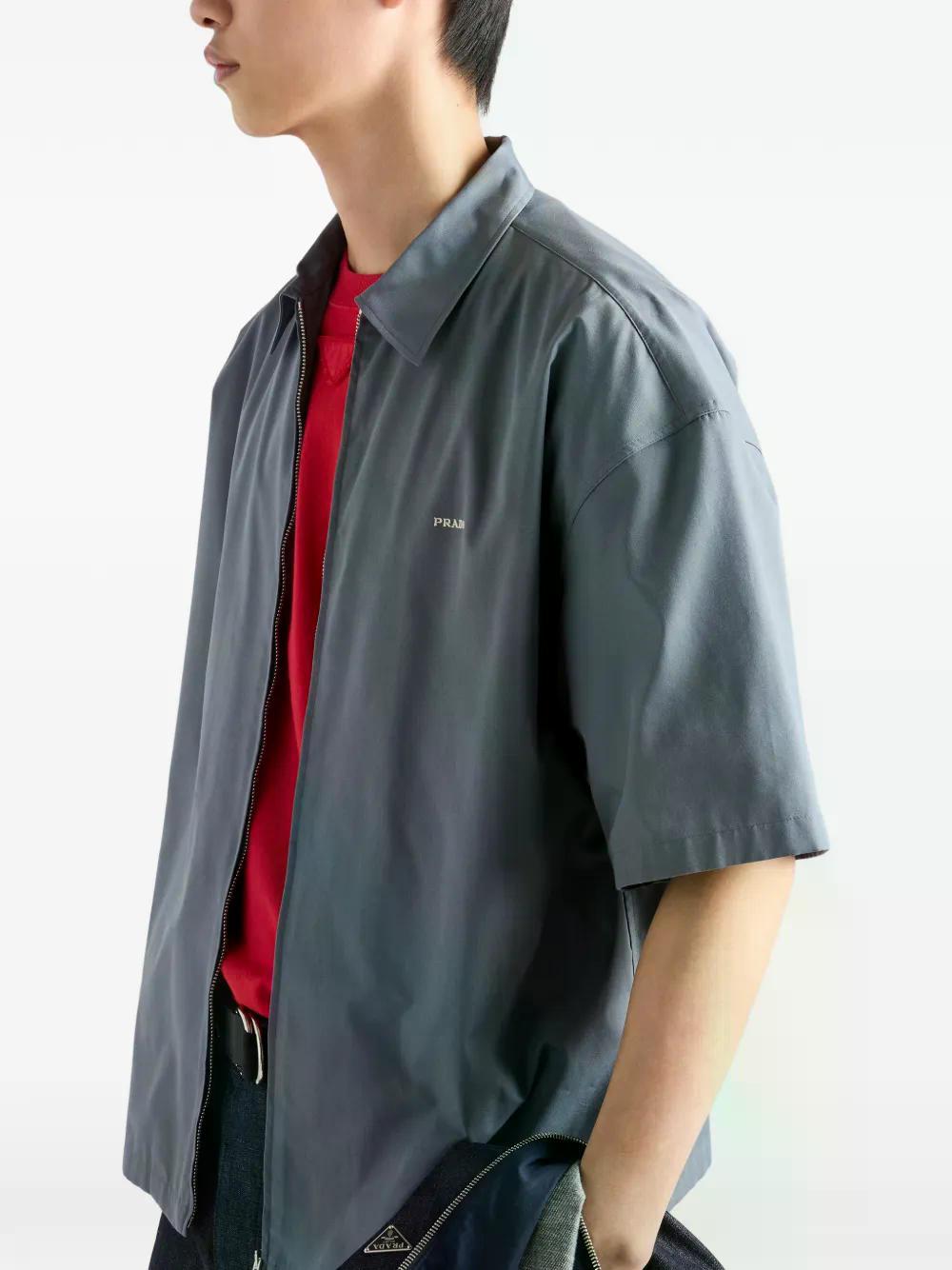 Prada Short-Sleeved Technical Cotton Shirt - Grey | Editorialist