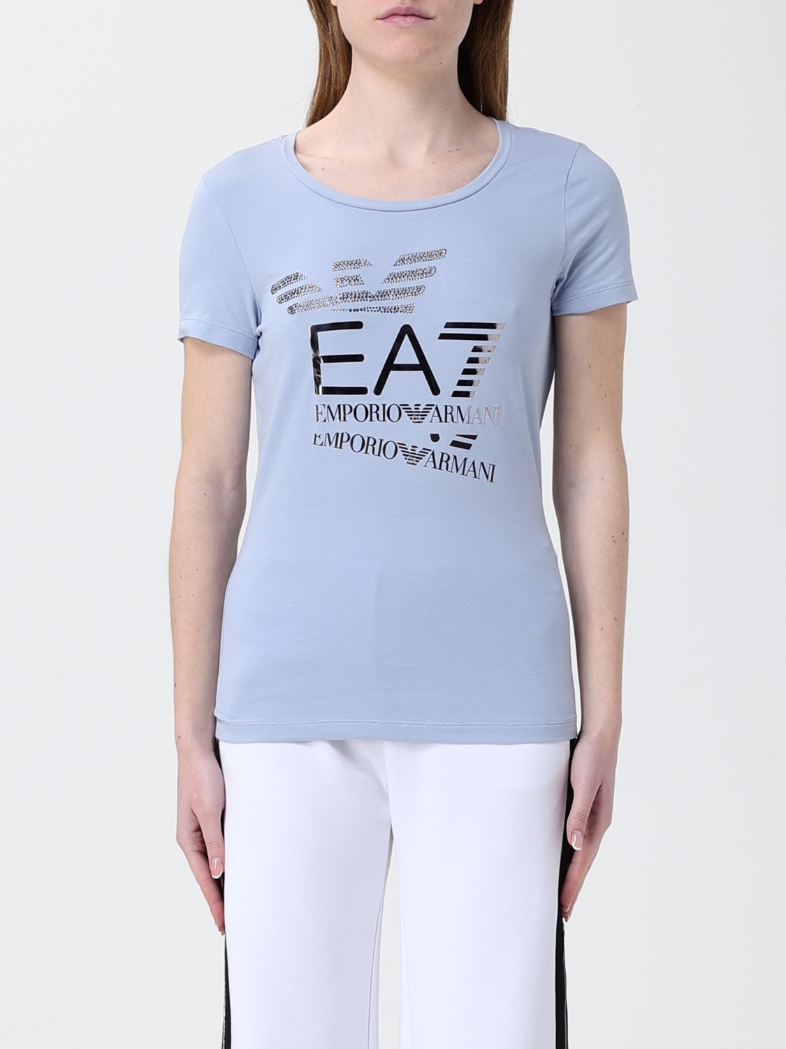 EA7 EA7 Rhinestone Logo Cotton T-Shirt