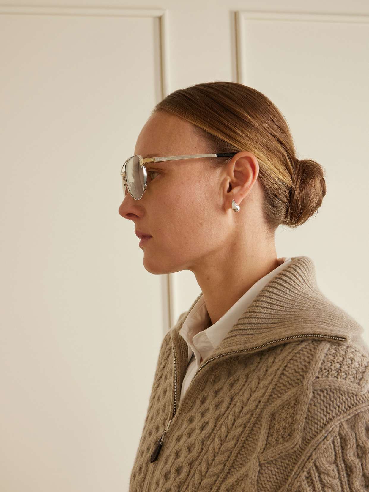 CARTIER Santos de Cartier Aviator-Style Sunglasses