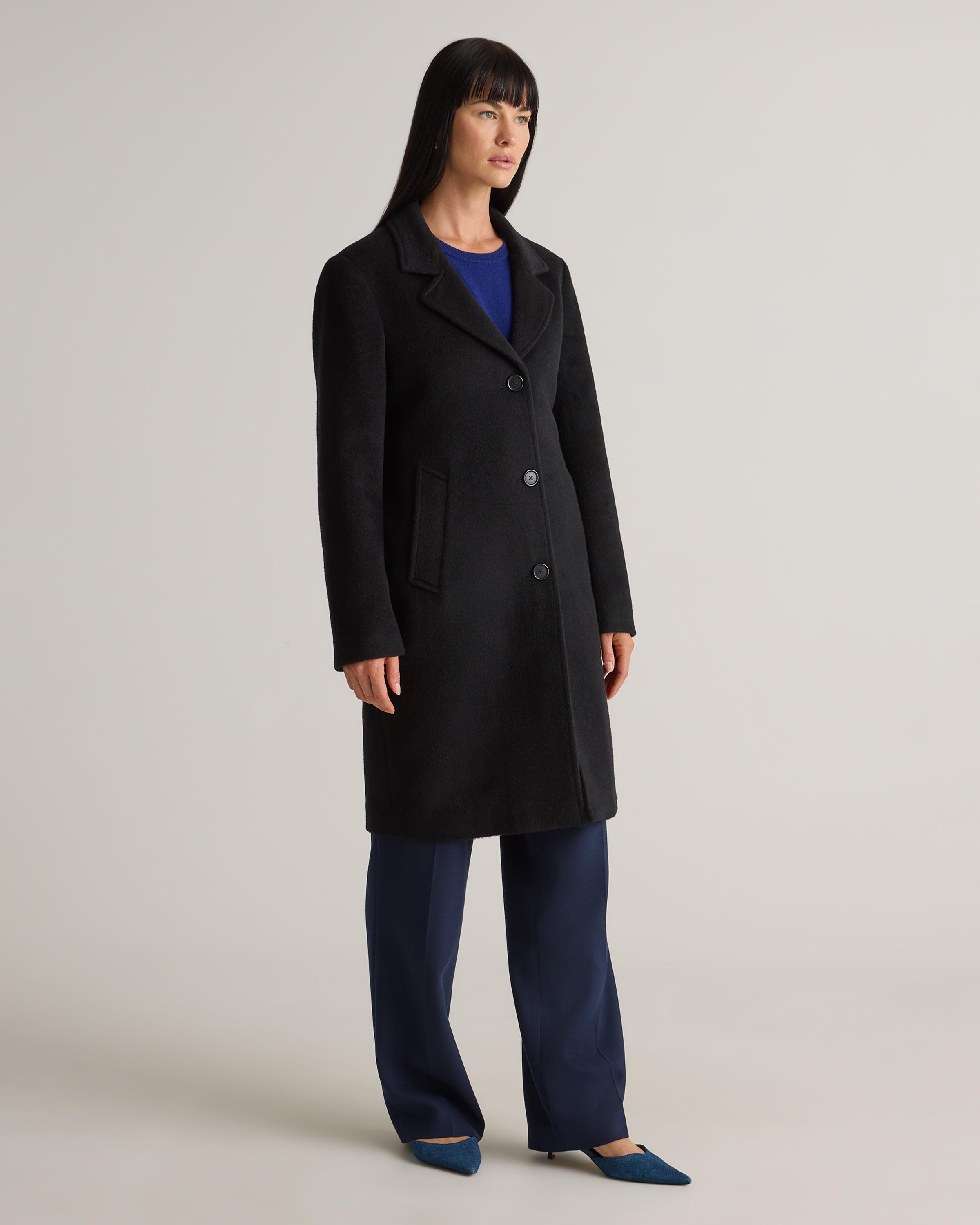 QUINCE Camel Hair Single-Breasted Midi Coat