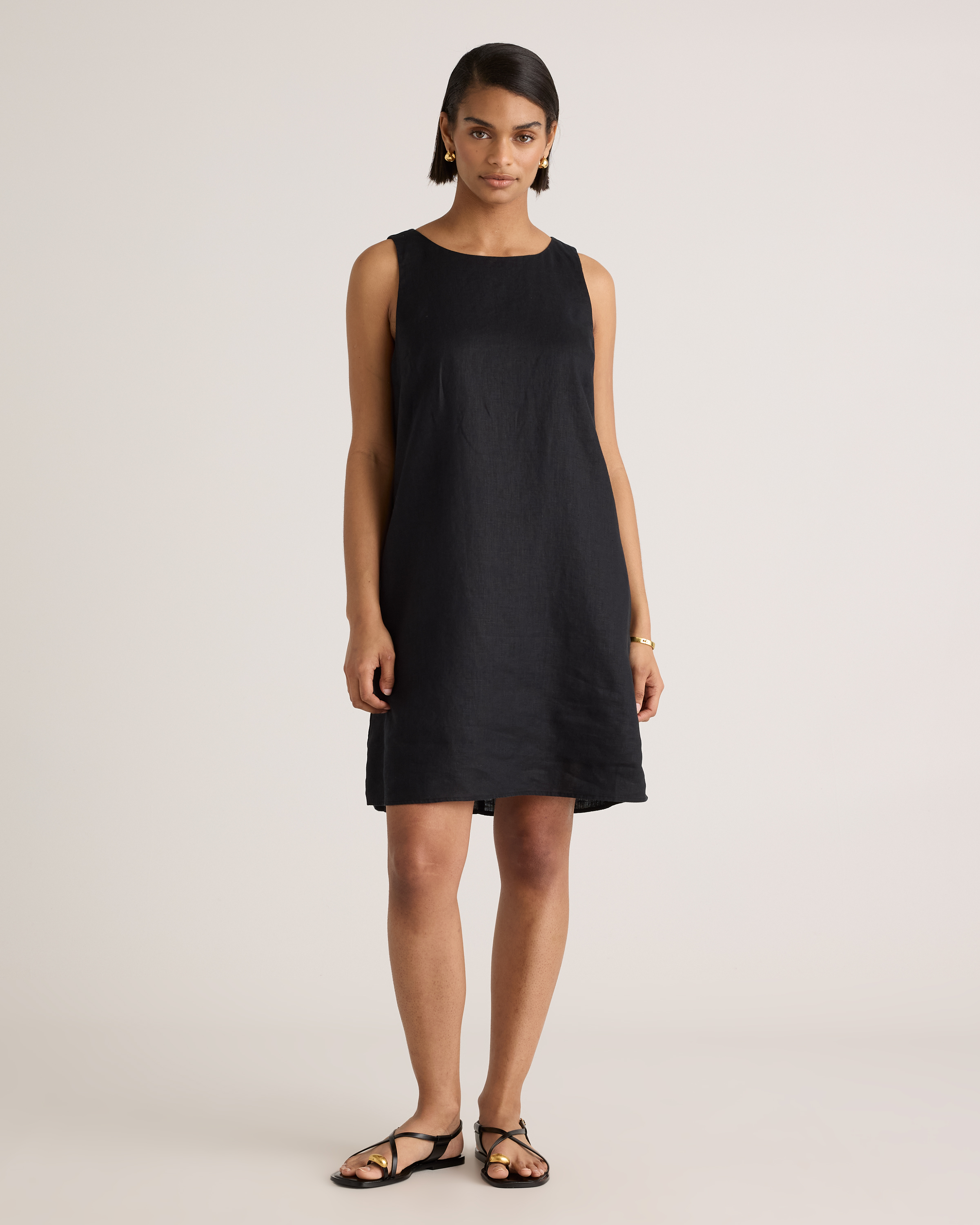 cute linen dress ROVE Linen-Cotton Midi Dress - Crossover Back-Ties main image 1