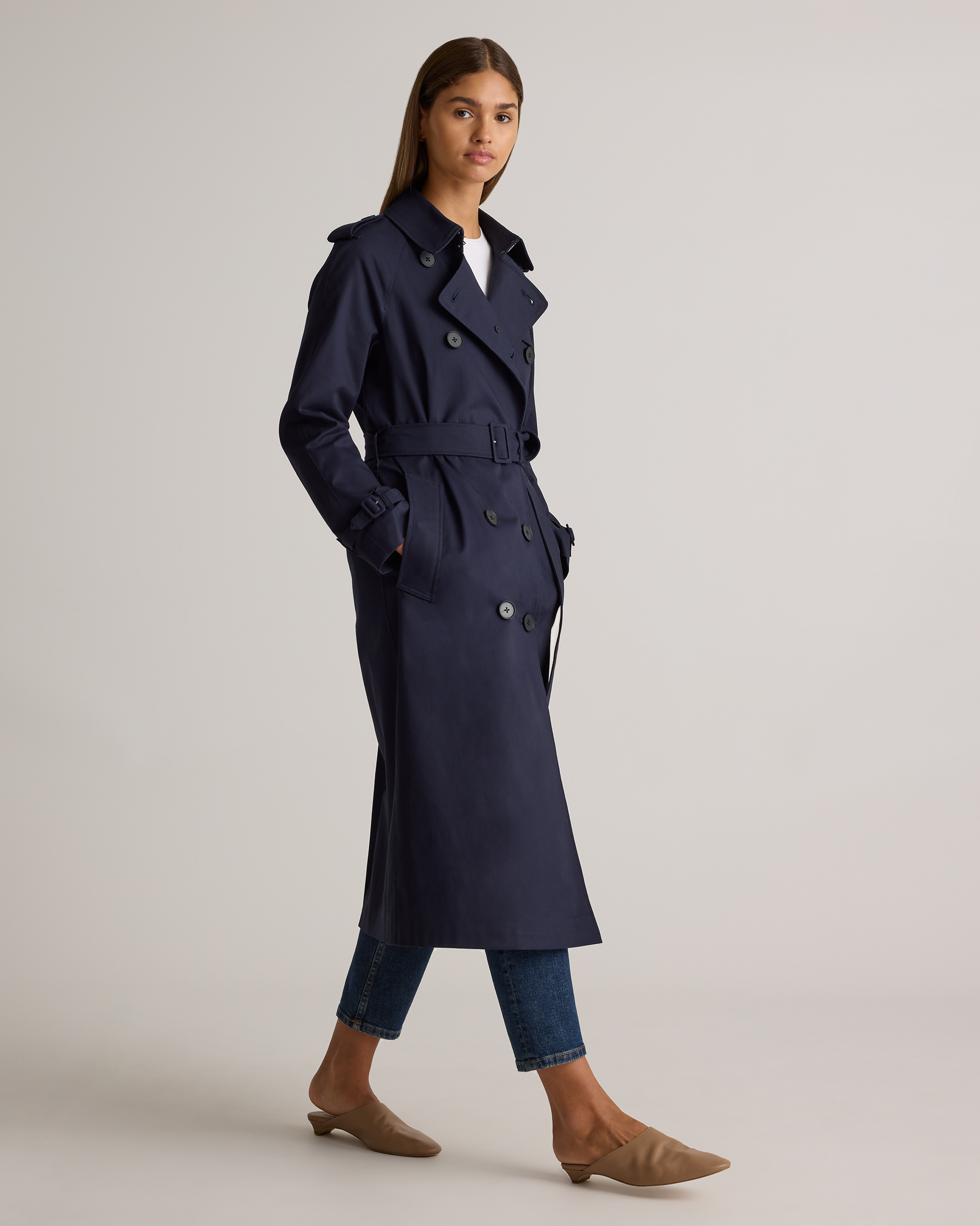 QUINCE Comfort Stretch Long Trench Coat