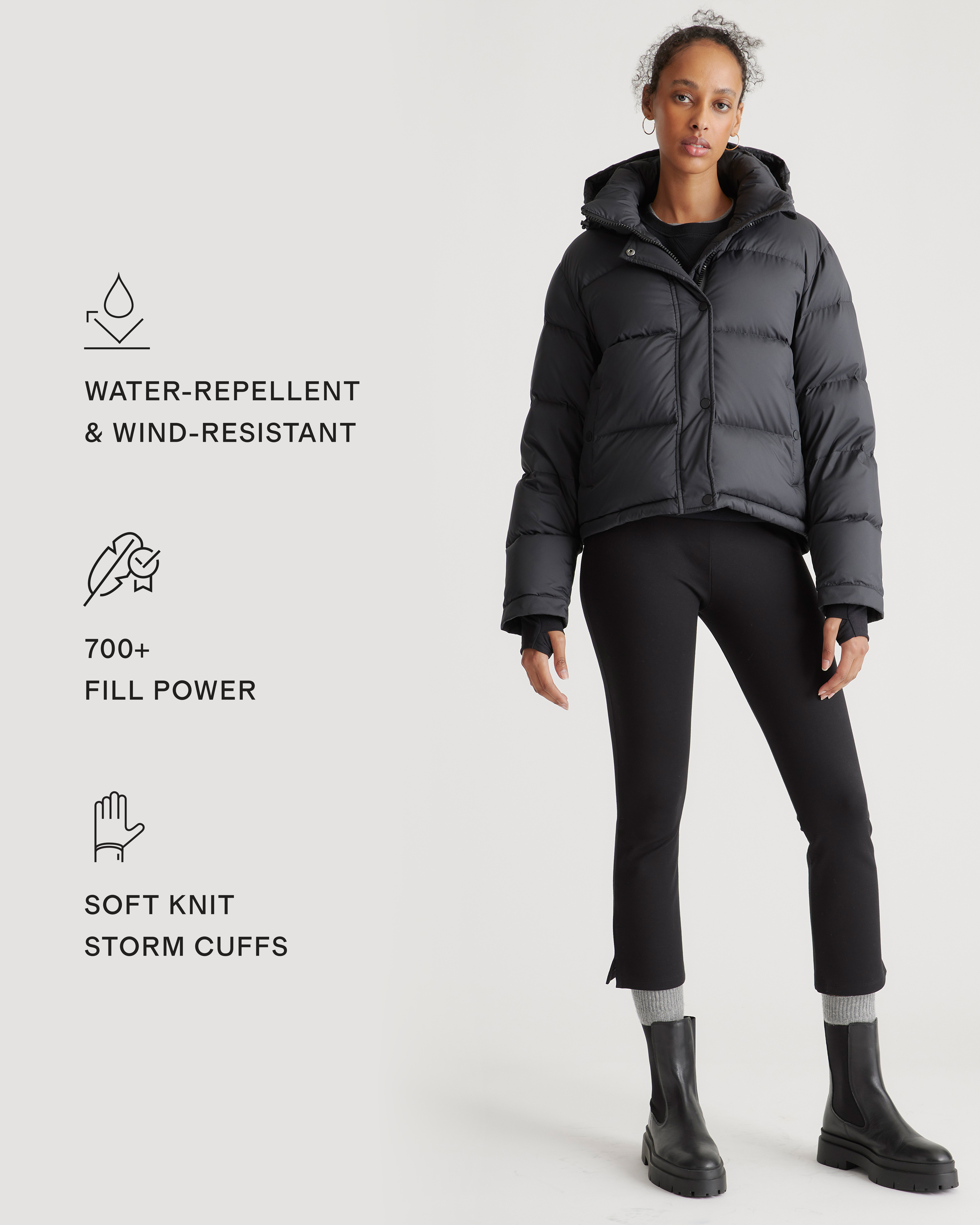QUINCE Cropped Puffer Jacket