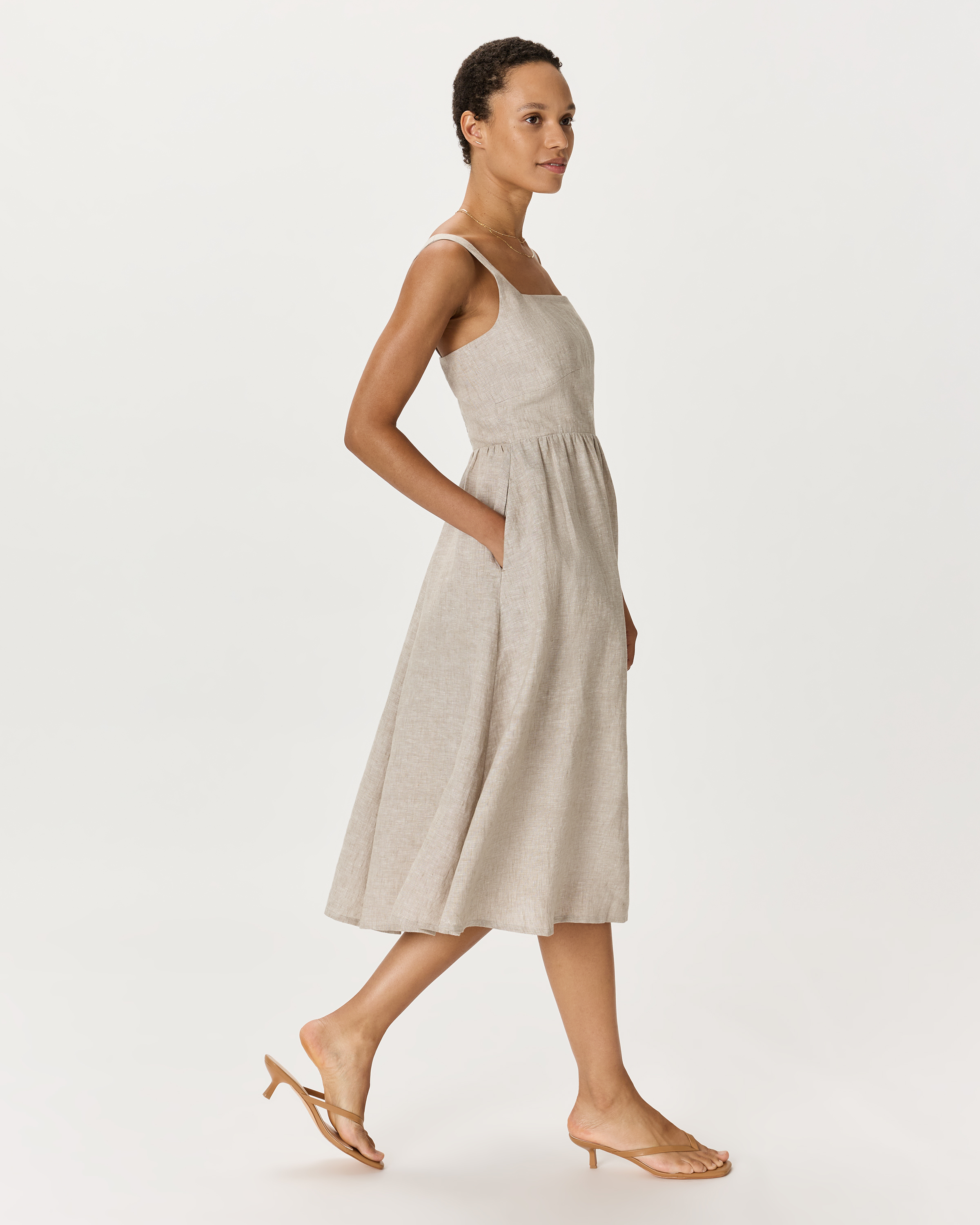 QUINCE QUINCE 100% European Linen Fit & Flare Midi Dress