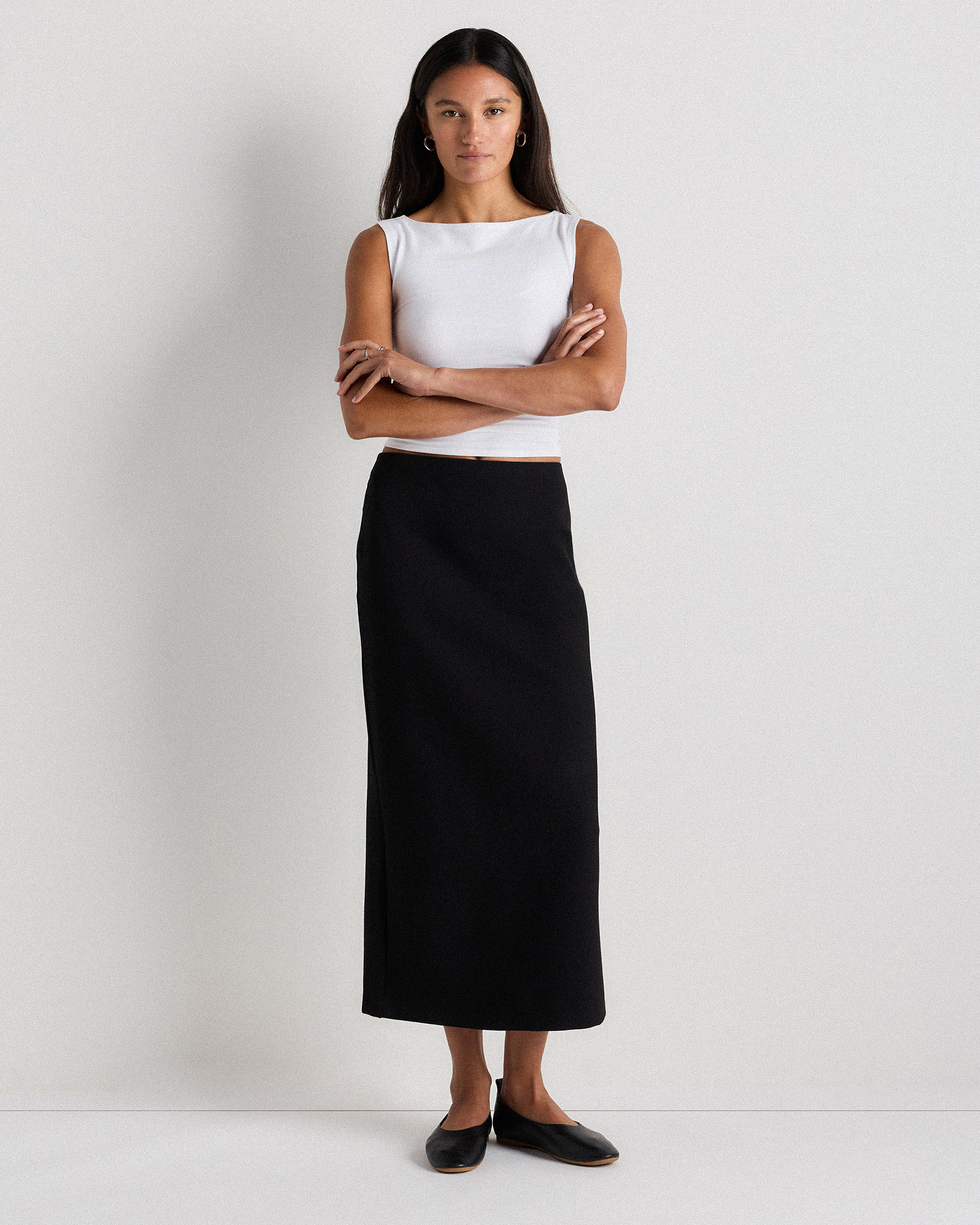 QUINCE Ultra-Stretch Ponte Maxi Pencil Skirt