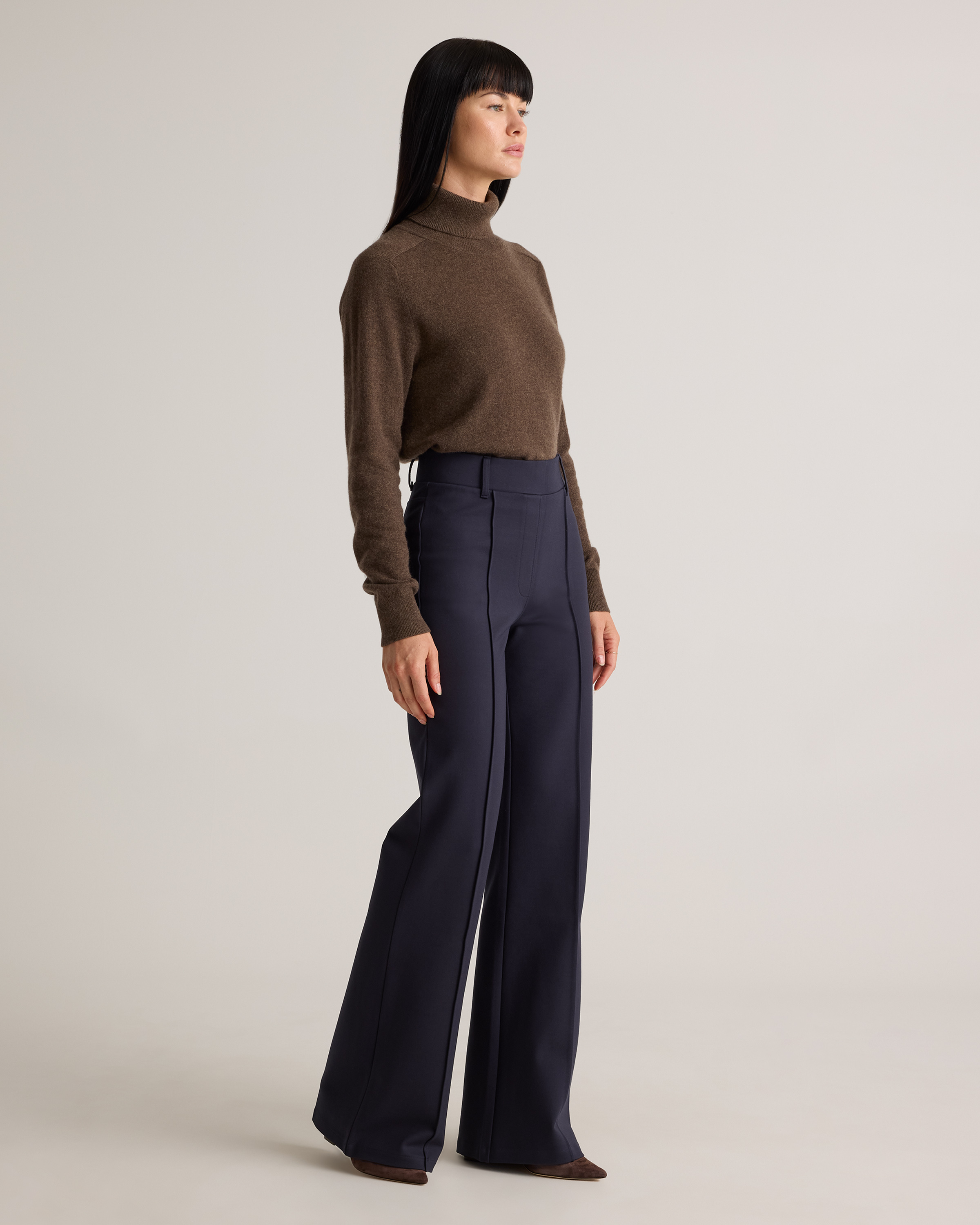 QUINCE Ultra-Stretch Ponte Flare Leg Trousers