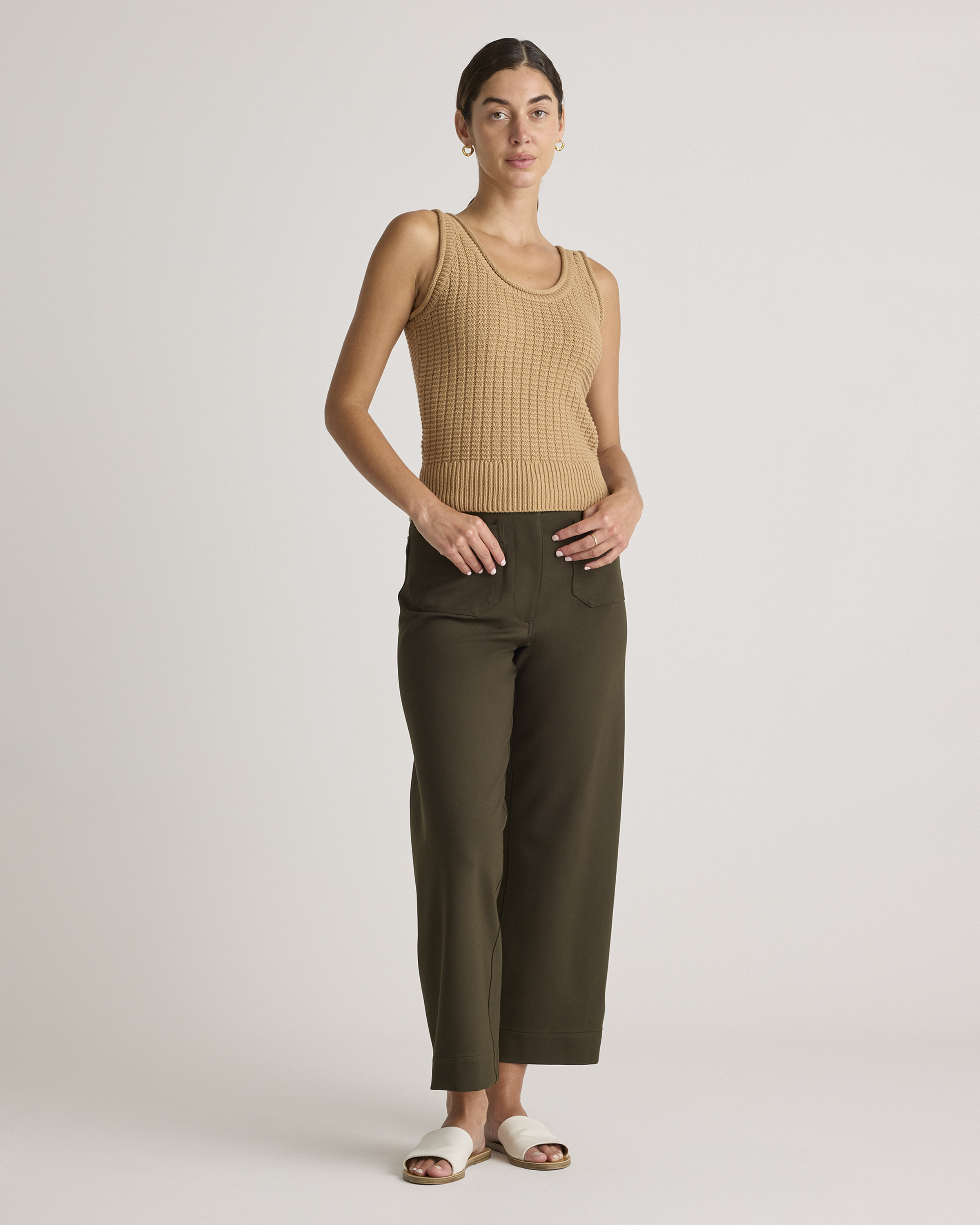 QUINCE Quince Ultra-Stretch Ponte Cropped Wide Leg Pants