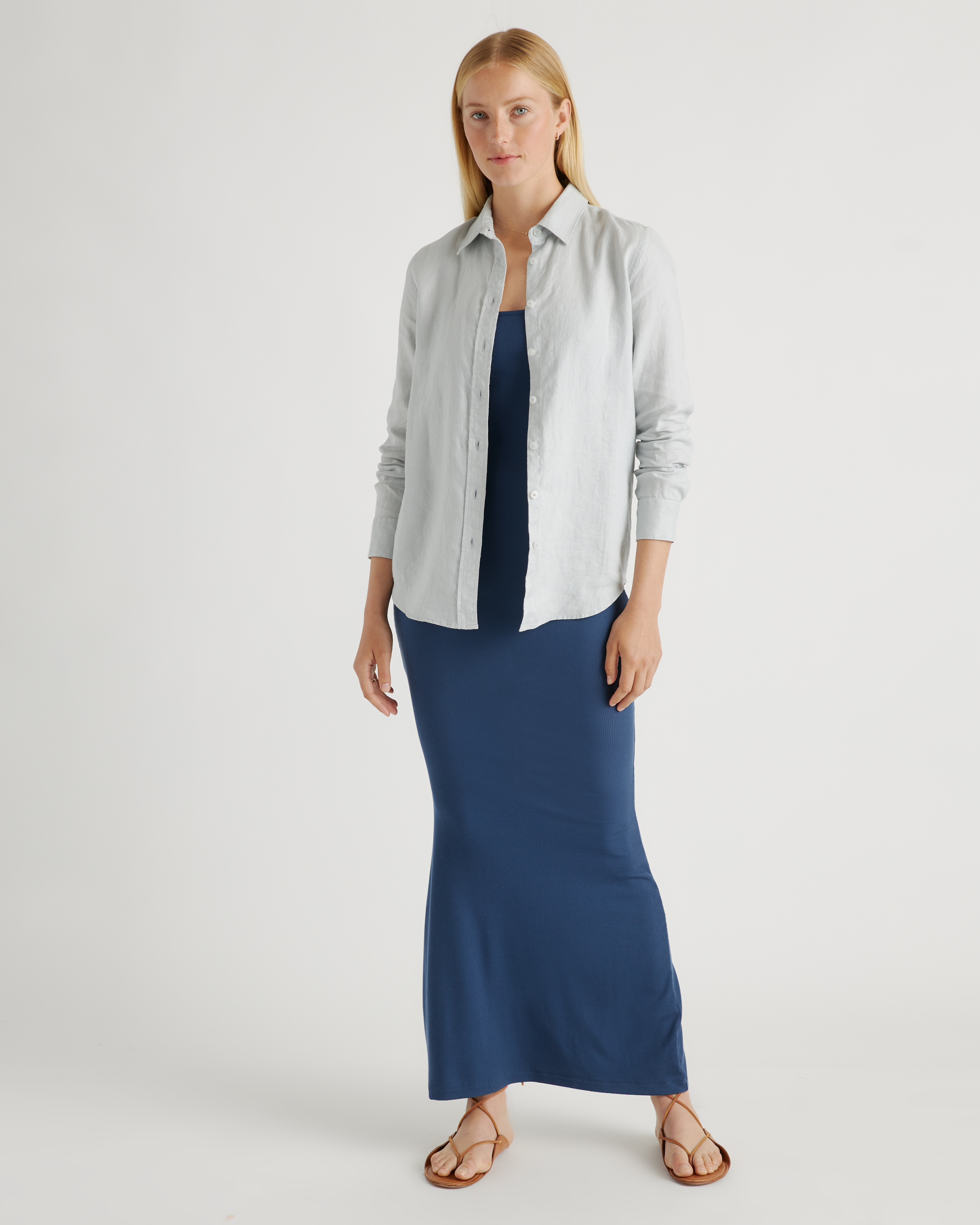 QUINCE Tencel Rib Knit Maxi Slip Dress