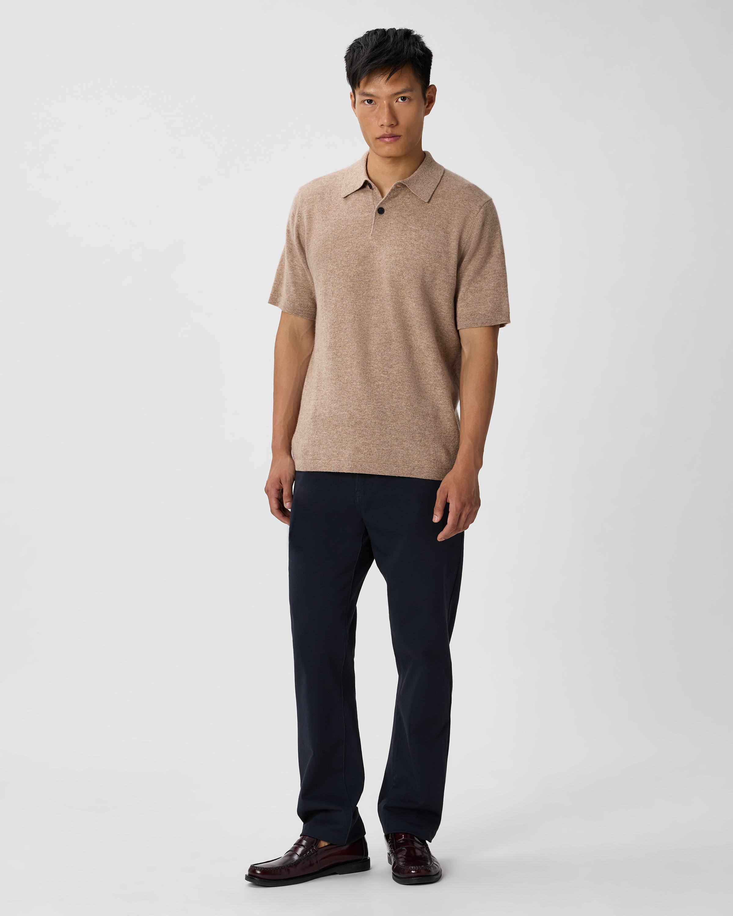 QUINCE Cashmere Short Sleeve Polo Sweater