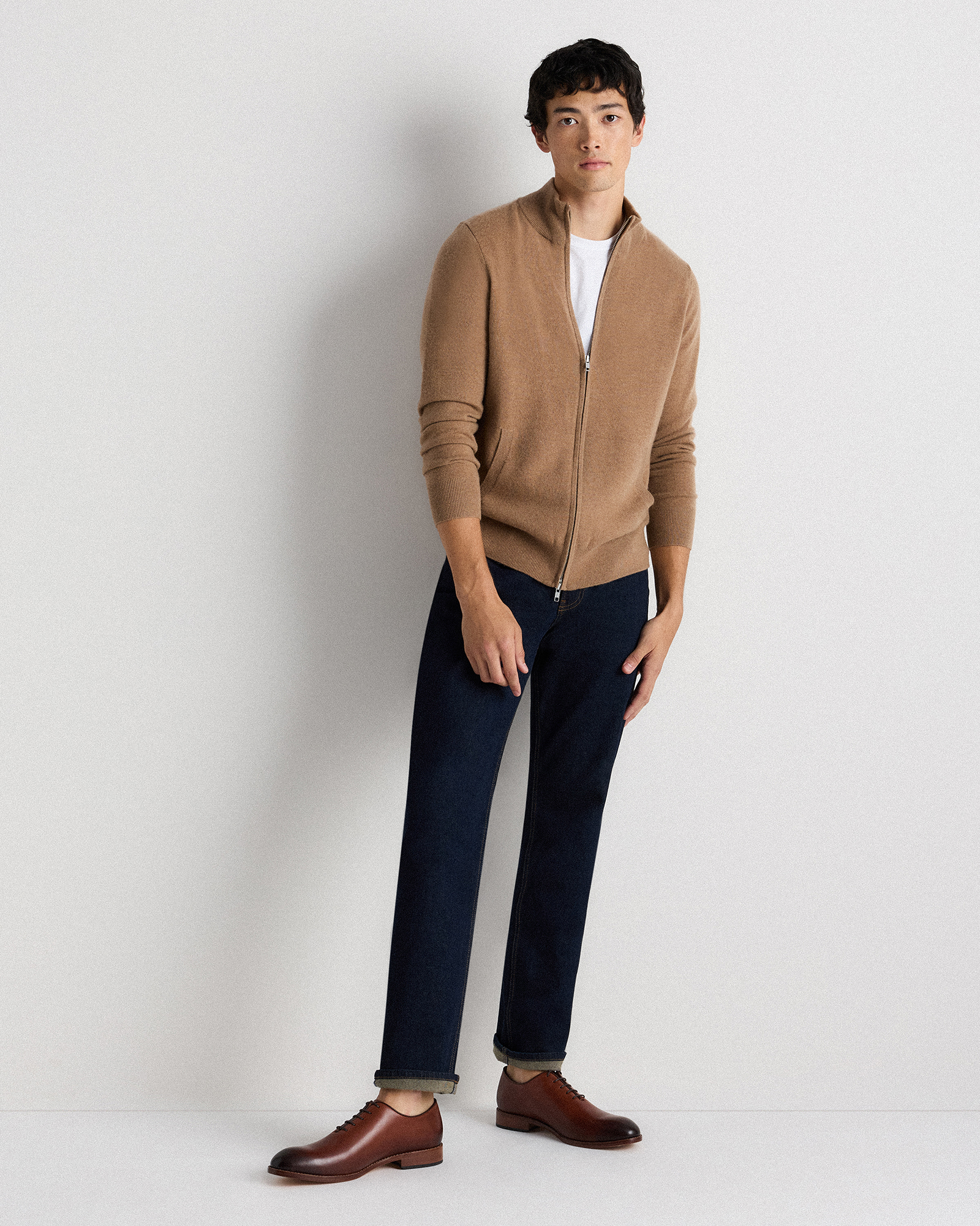 QUINCE Calfskin Leather Plain Toe Oxford