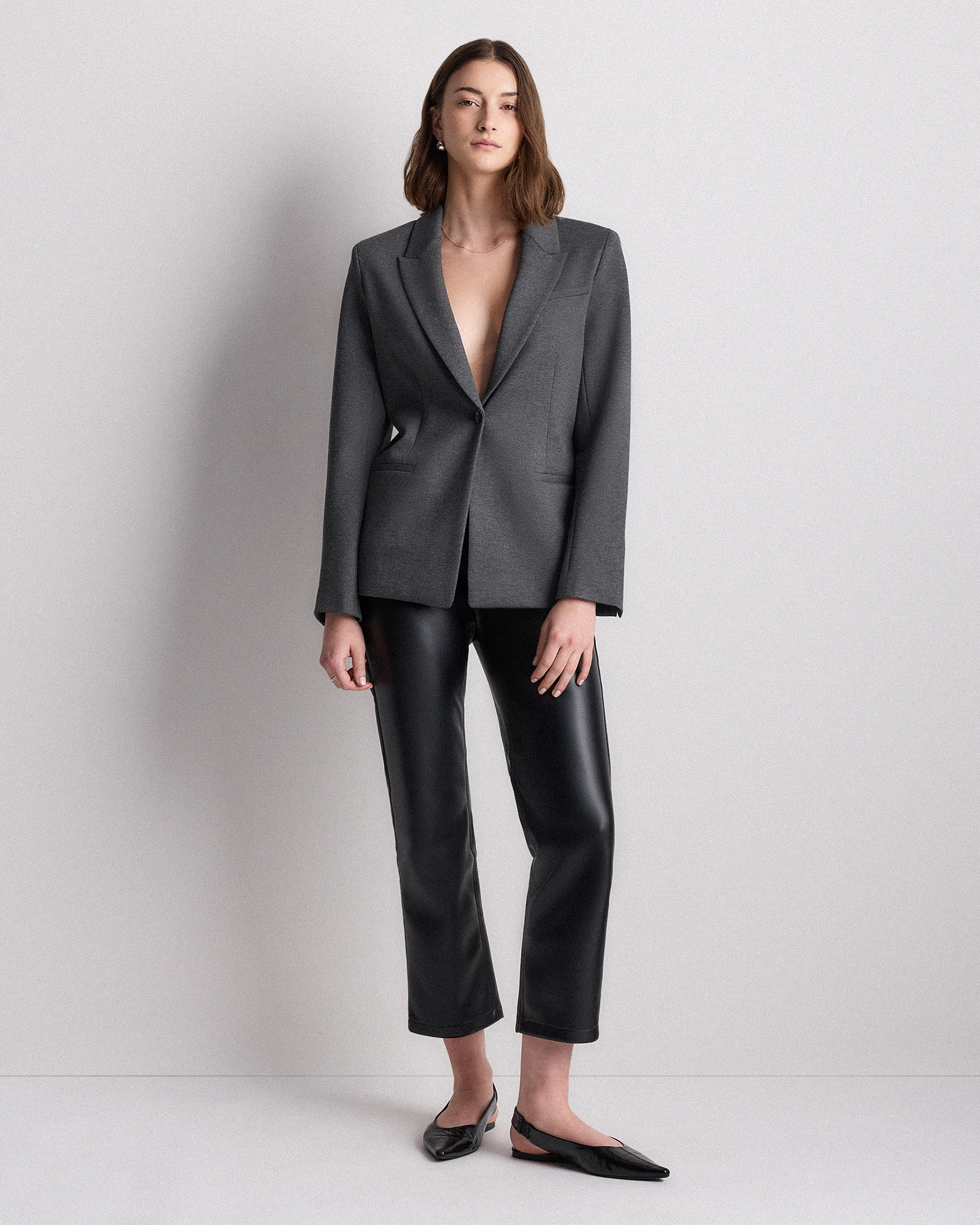 QUINCE Ultra-Stretch Ponte Single-Breasted Blazer