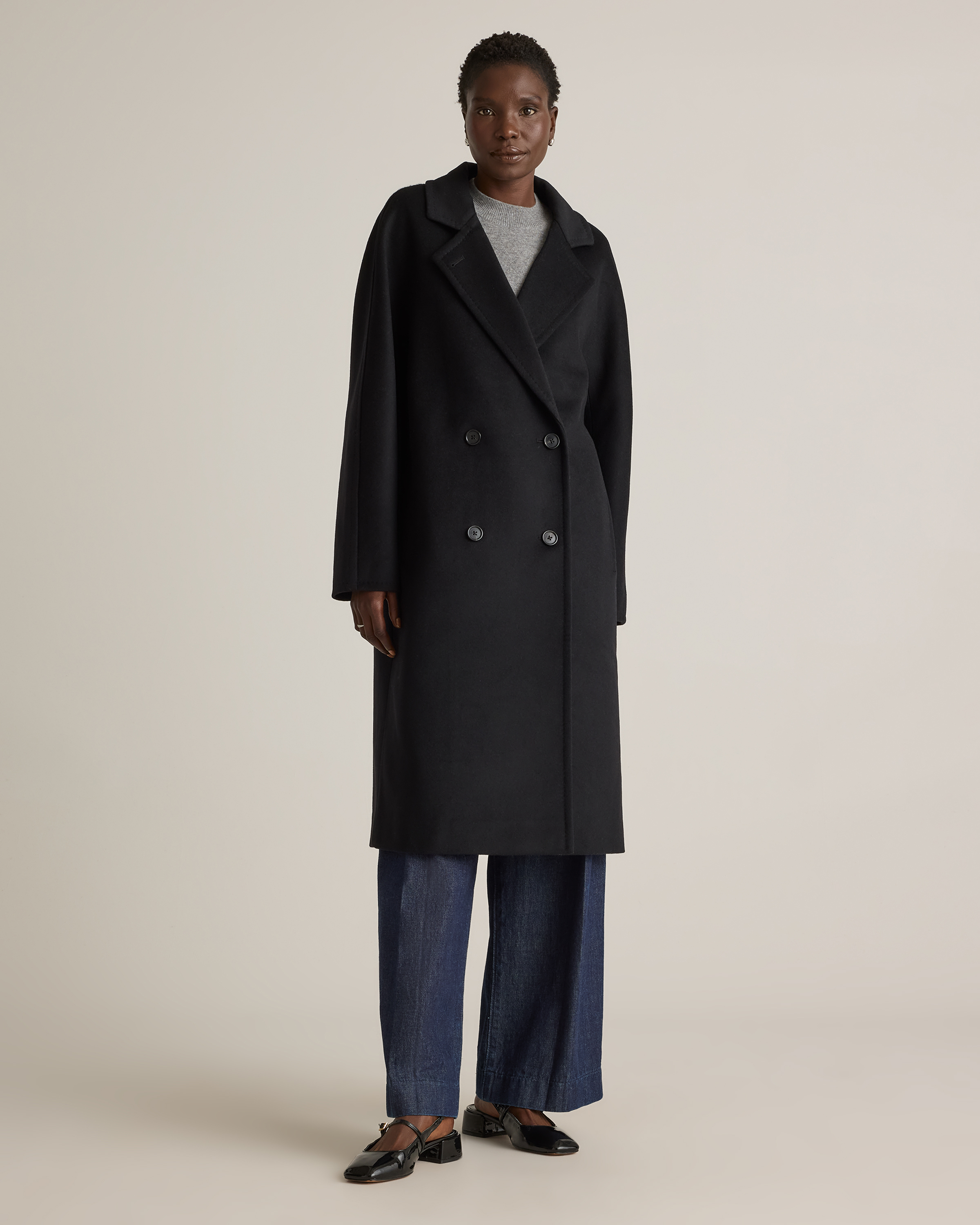 QUINCE QUINCE Italian Wool Double-Breasted Coat