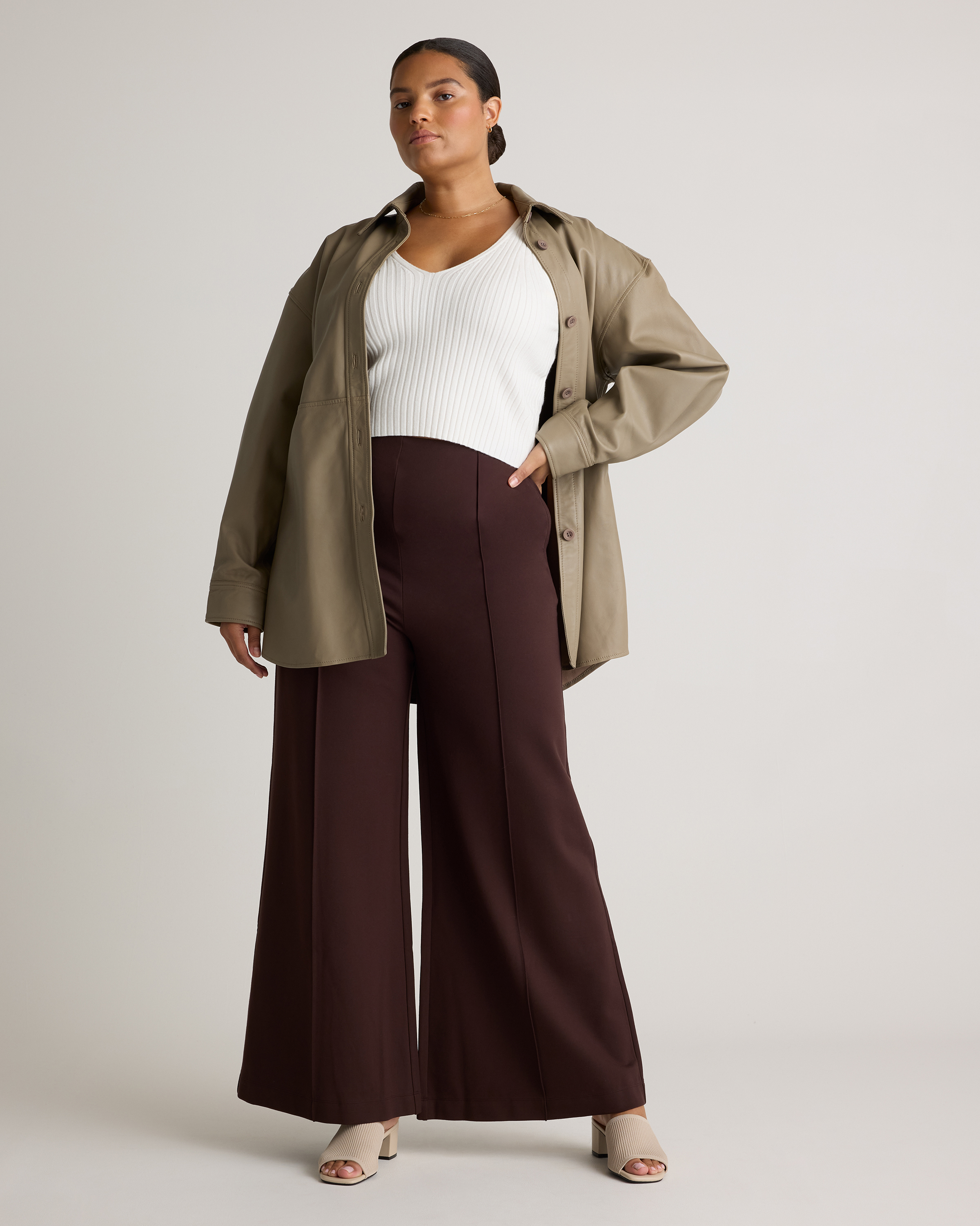 QUINCE Ultra-Stretch Ponte Super Wide Leg Pants