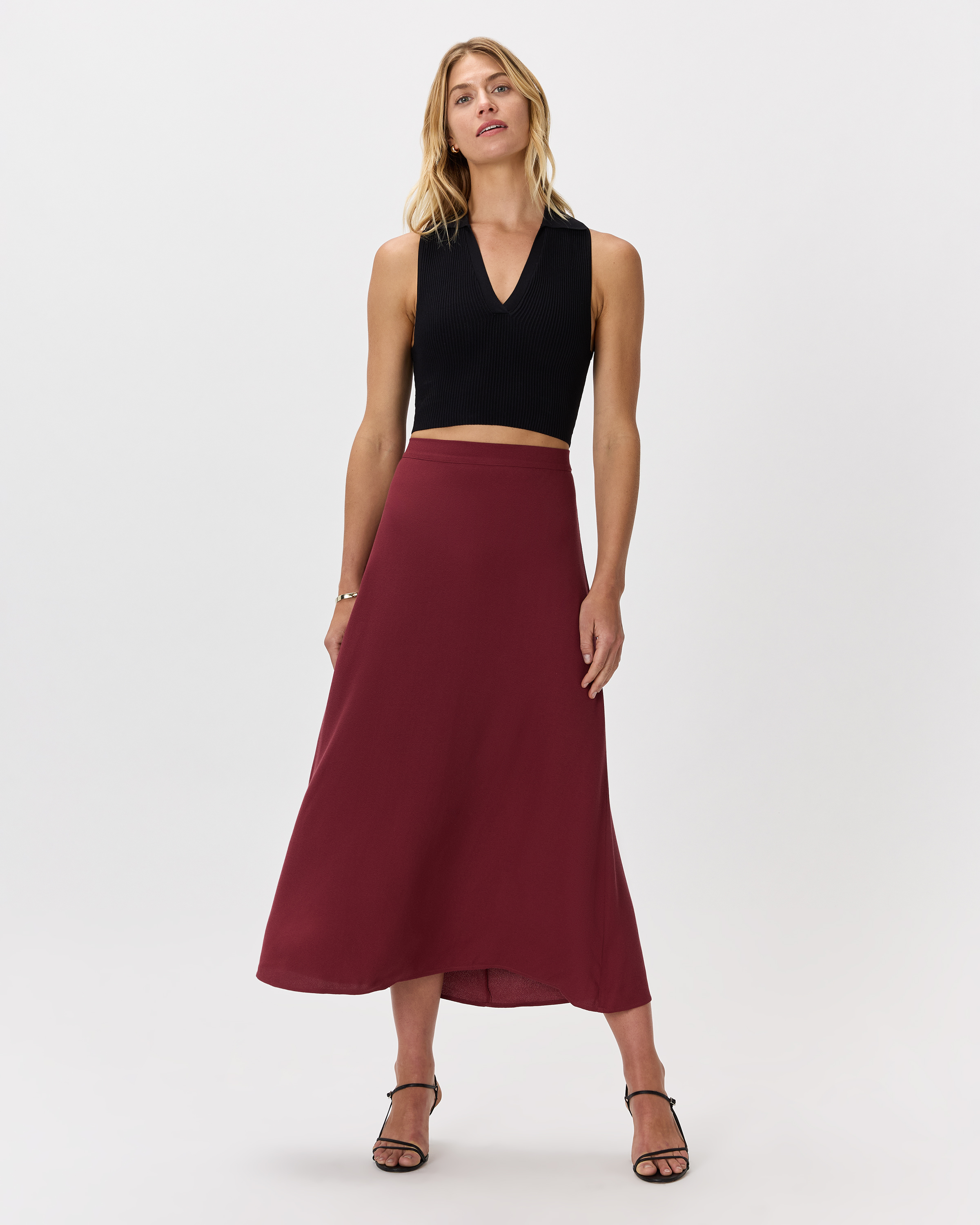 QUINCE Lightweight Crepe Midi Slip Skirt