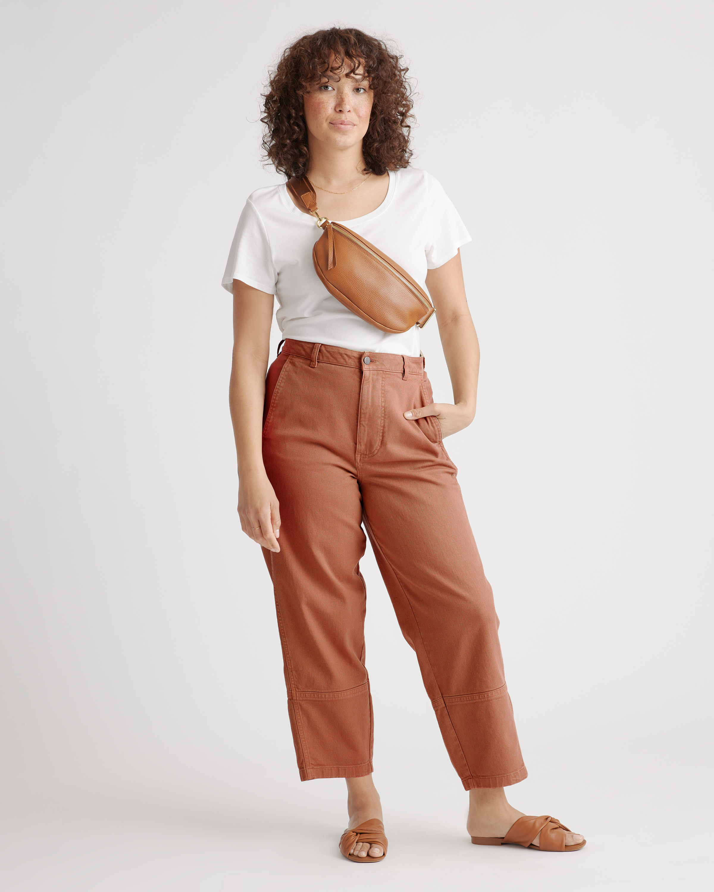 QUINCE Organic Stretch Cotton Twill Barrel Pants