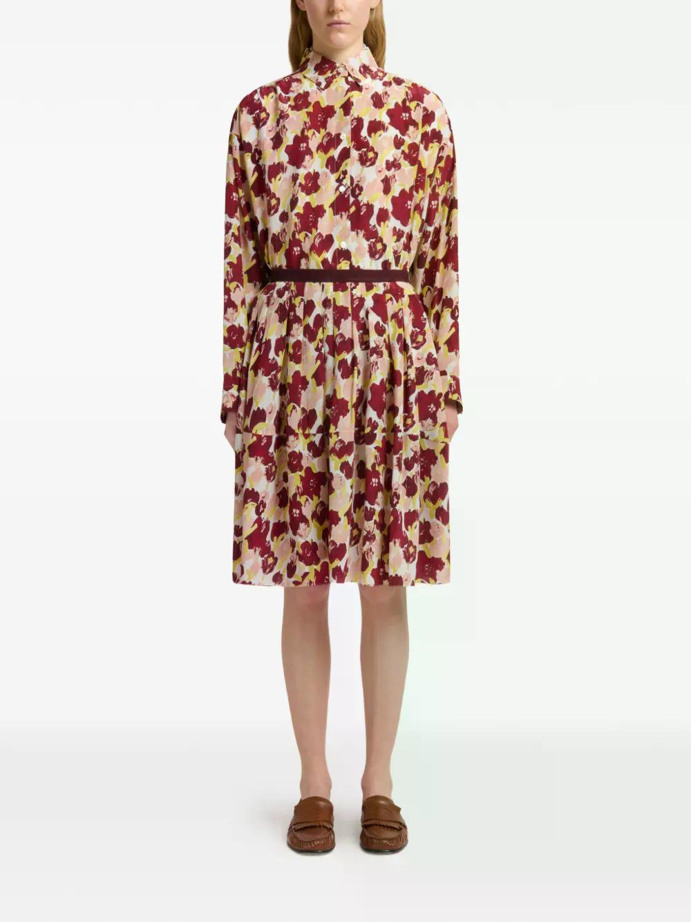MARNI Marni Floral Print Silk Pleated Skirt