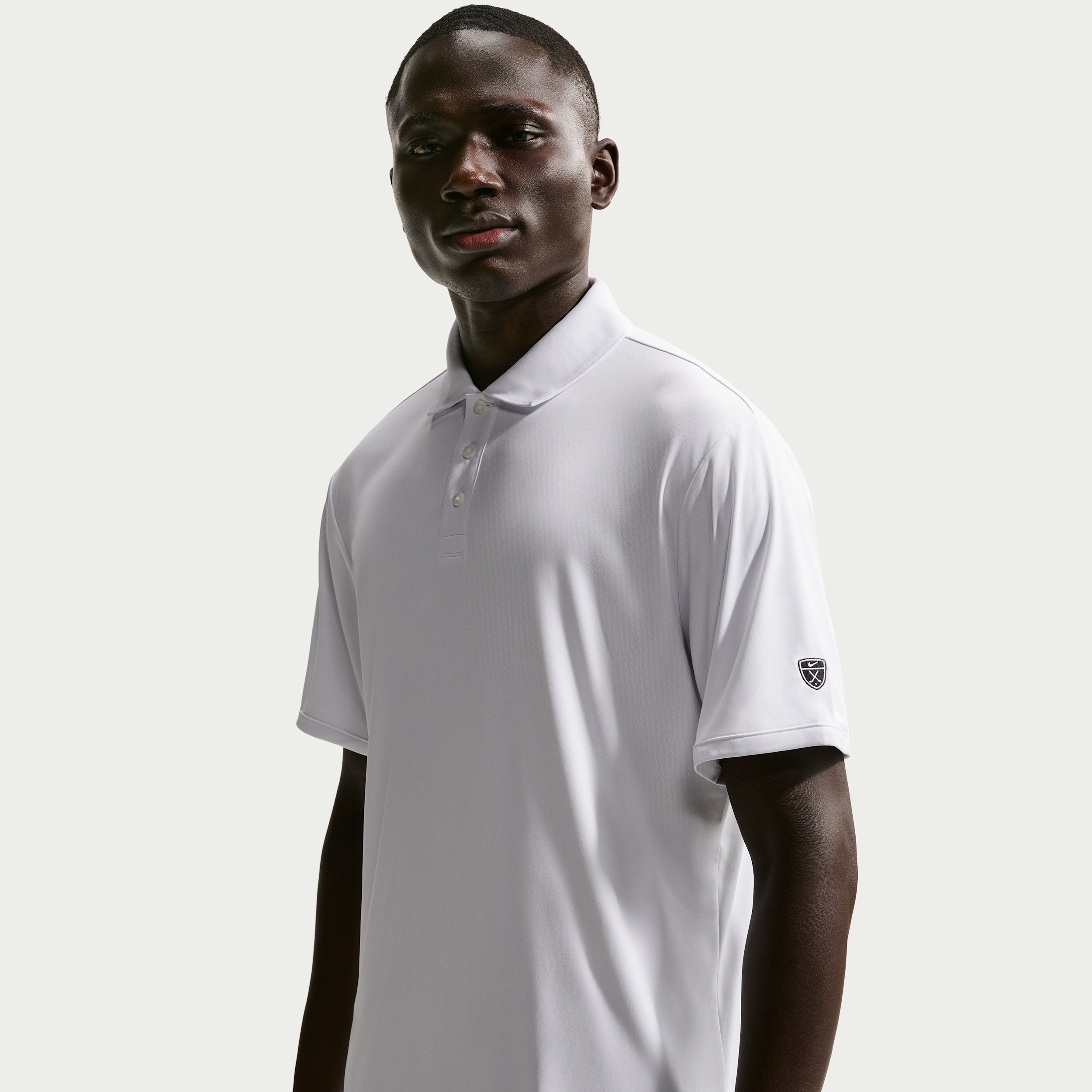 NIKE men's par dri-fit sleeve logo golf polo