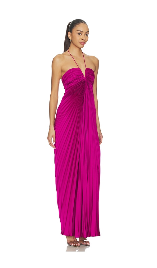 amur isabell strapless sweetheart pleated ruffled maxi dress AMUR Isabell Sweetheart Neck Gown