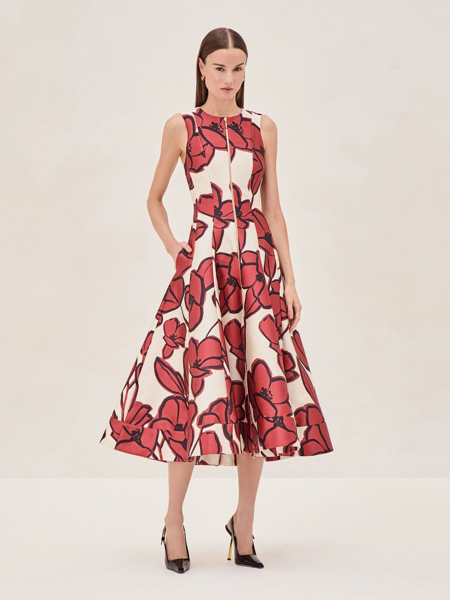 strapless open back dress Blossom Embroidered Leomie Dress main image 0