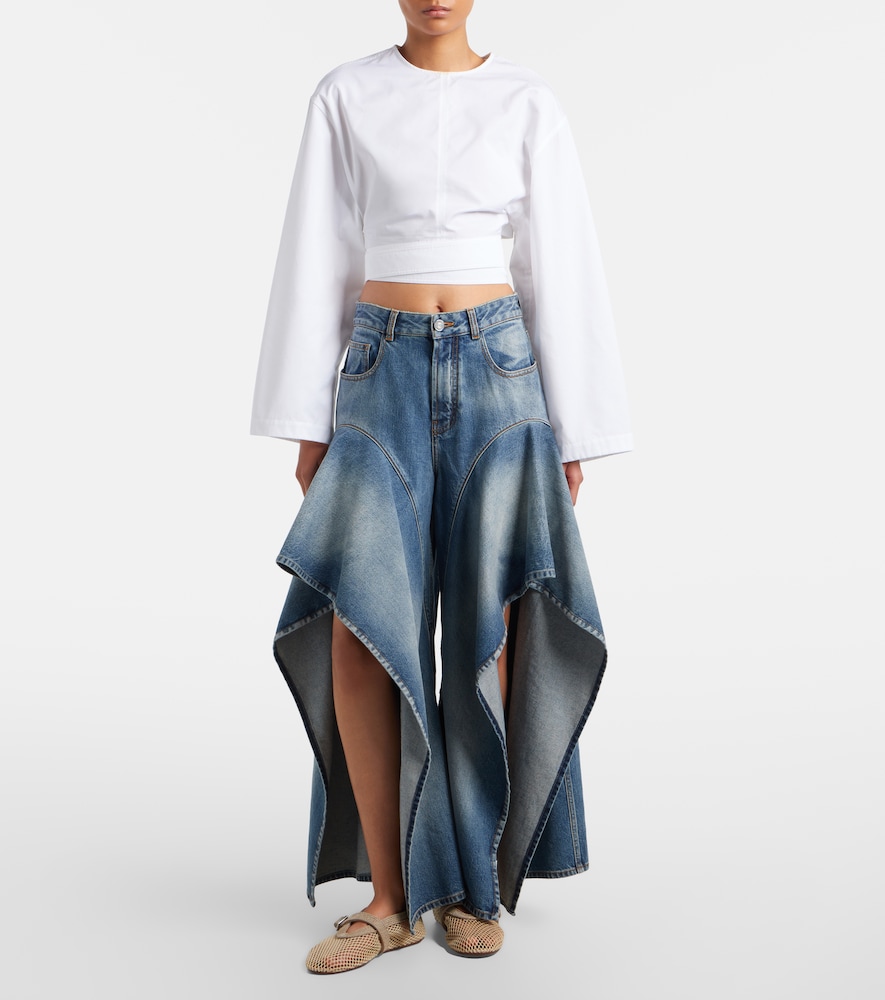 ALAÏA alaïa Ruffled Wide-Leg Jeans