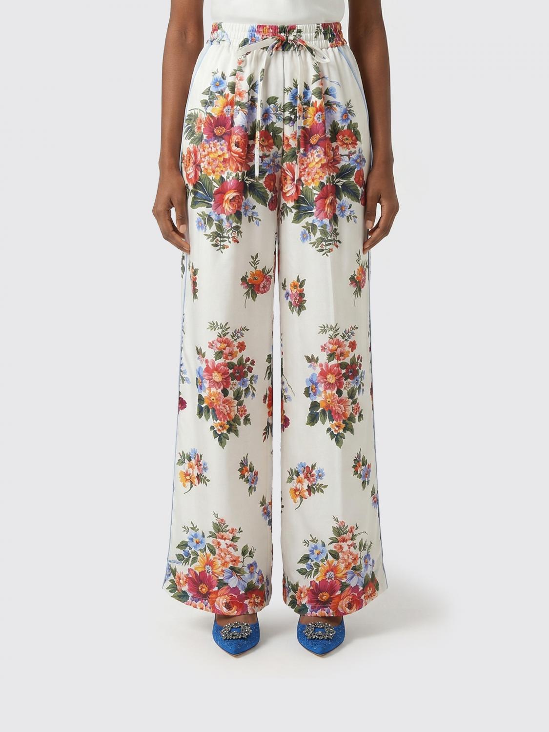 DOLCE & GABBANA Dolce & Gabbana Floral Silk Wide-Leg Trousers