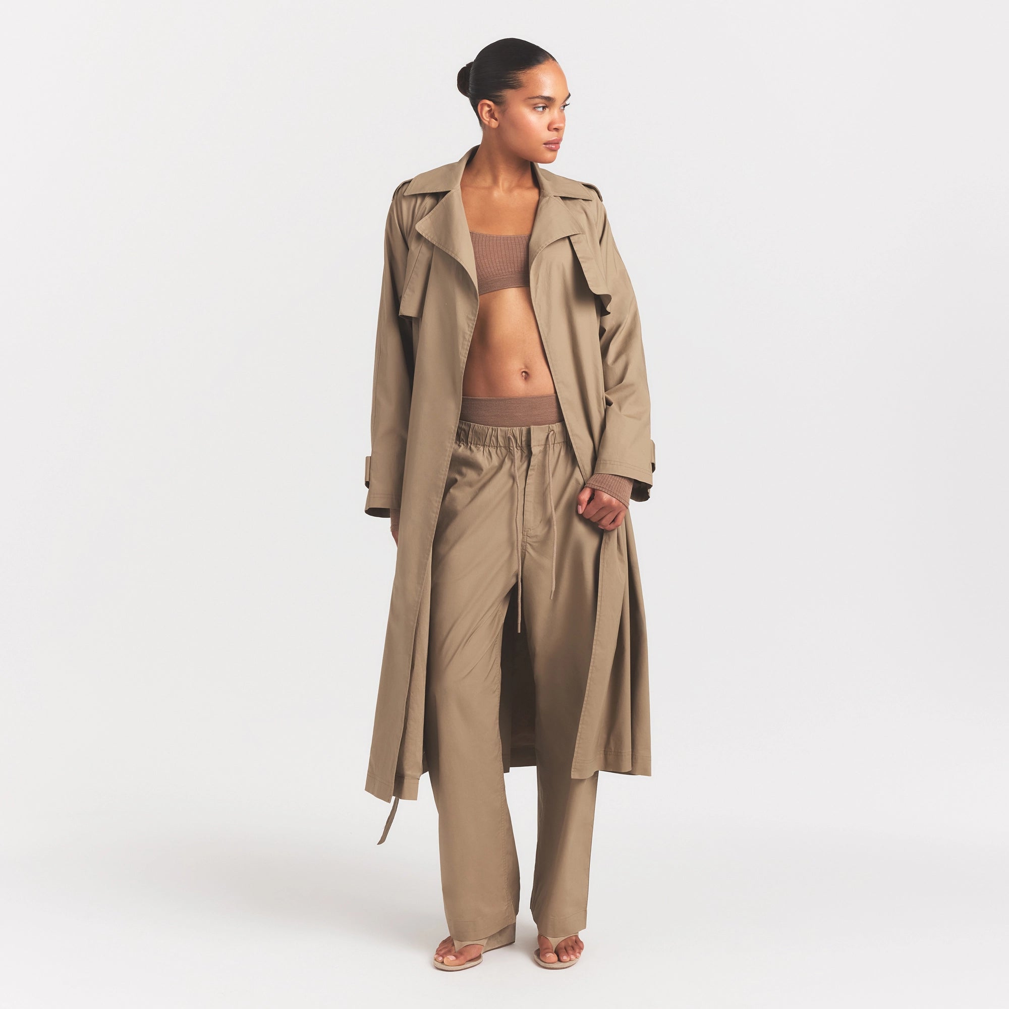 SKIMS Oversized Trench Coat in Woven Cotton