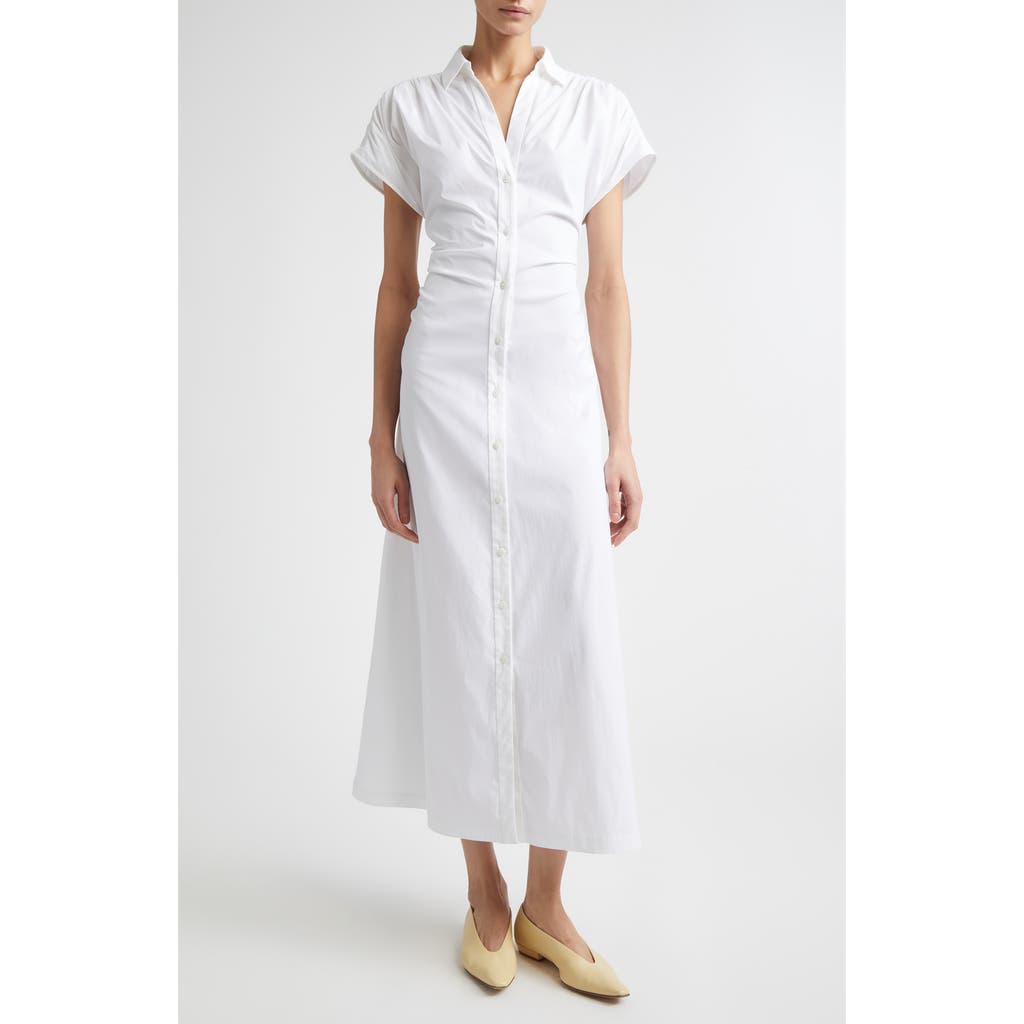 LELA ROSE Cotton Stretch Poplin Tie Waist Shirtdress