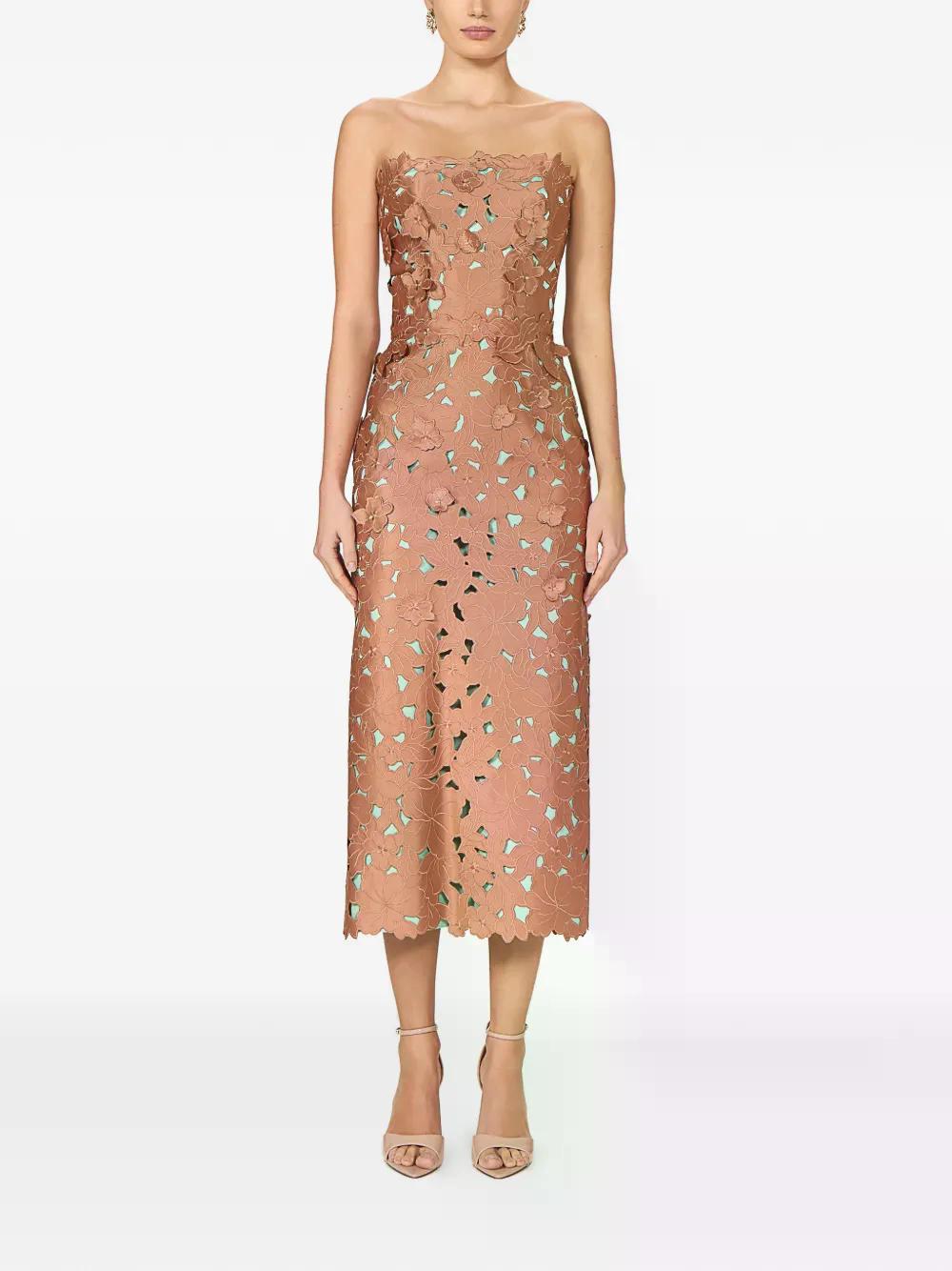 COSTARELLOS Zira Floral-Cut Midi Dress