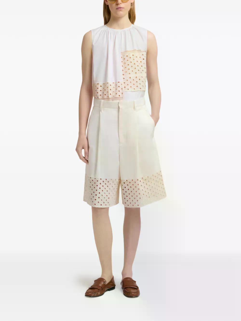 MARNI Marni Gabardine Shorts with Broderie Anglaise Panels