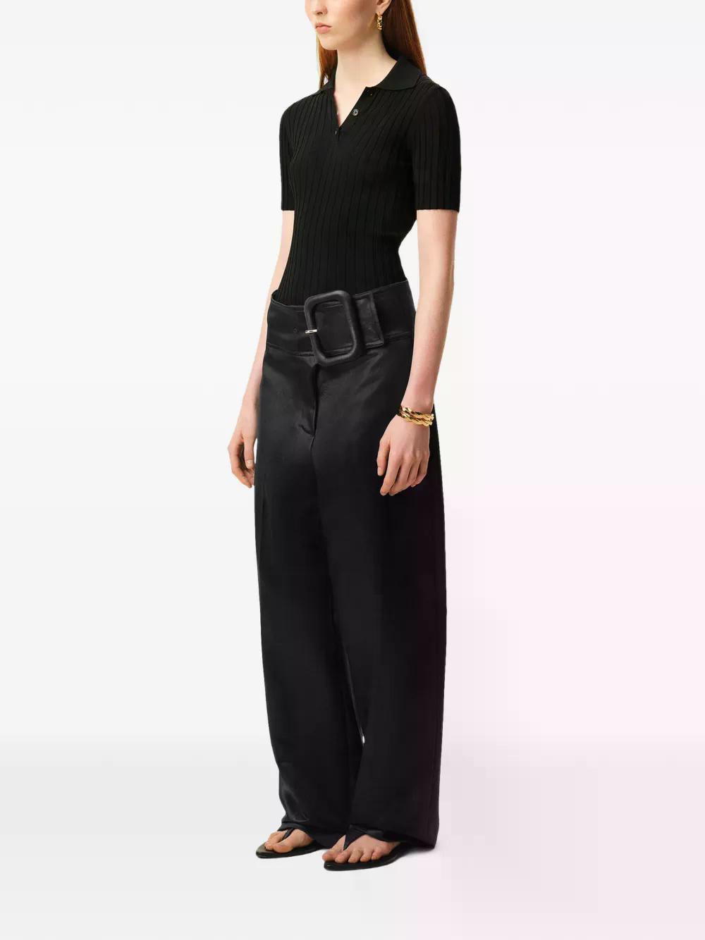 AMI AMI Paris Satin Belted Wide Leg Trousers