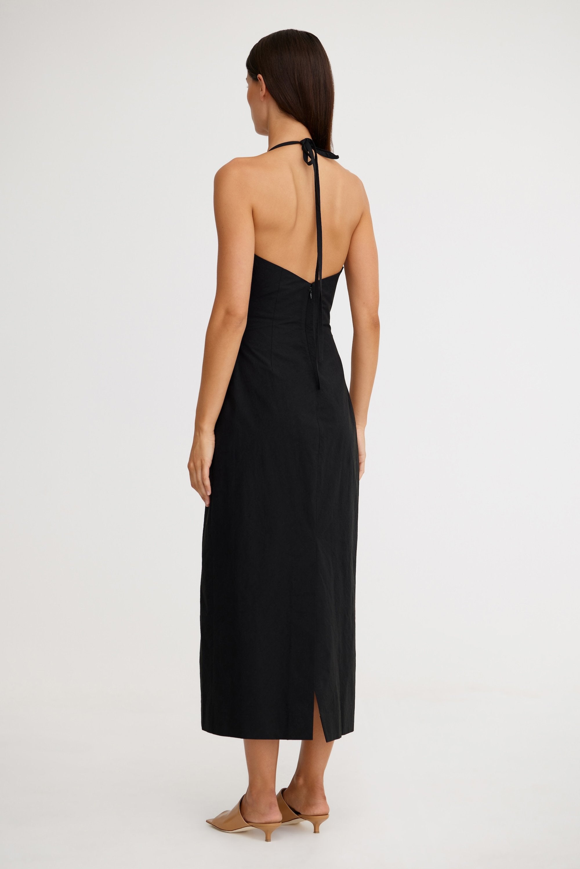 Maeve Halter Slim Midi Dress In Blue - 78% Off | Editorialist