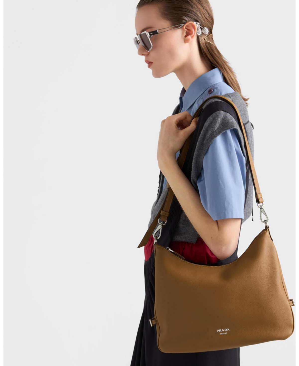 PRADA Large Leather Shoulder Bag