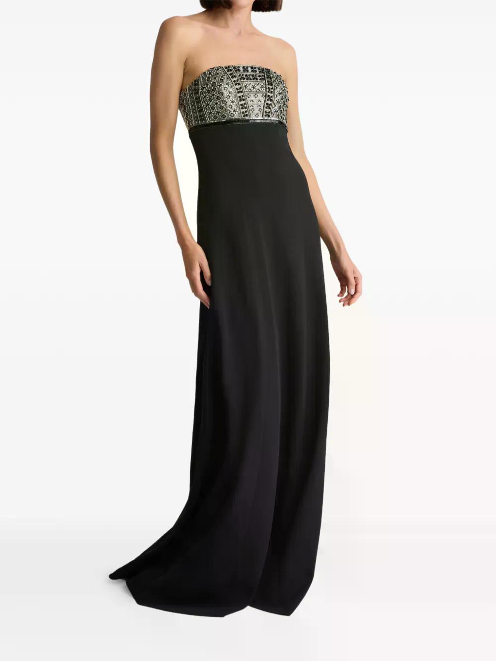 ST. JOHN Beaded Strapless Maxi Gown