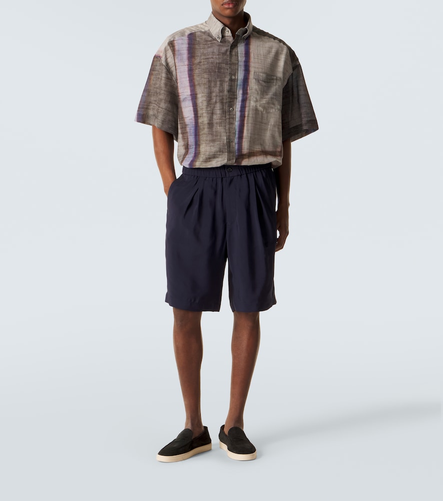 GIORGIO ARMANI printed cotton and silk bowling shirt