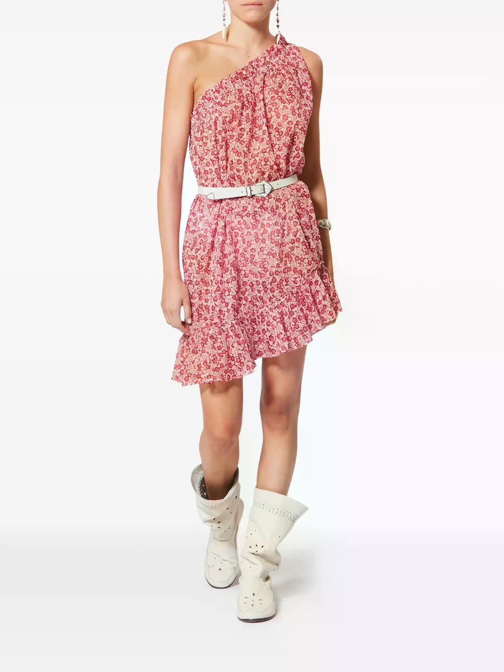 MARANT ETOILE Estella One-Shoulder Floral-Print Dress