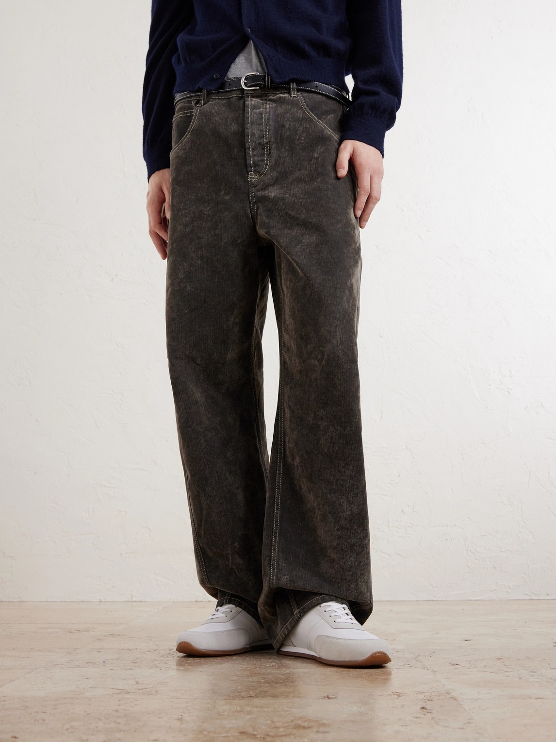 MR P. Suede-Trimmed Leather Sneakers