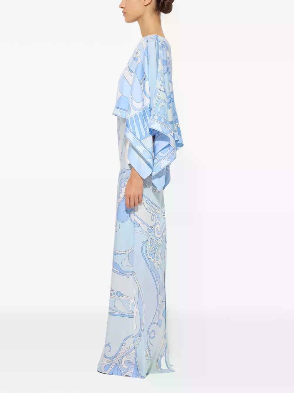 EMILIO PUCCI Pucci Silk Maxi Dress with Cape Effect