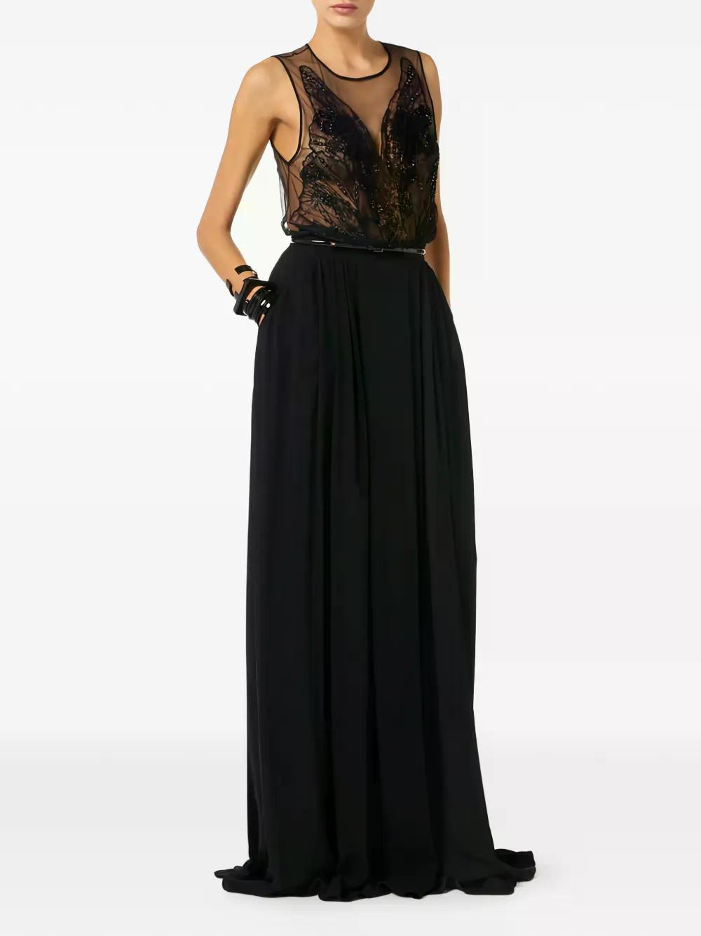 ELISABETTA FRANCHI Elisabetta Franchi Red Carpet Embellished Maxi Dress