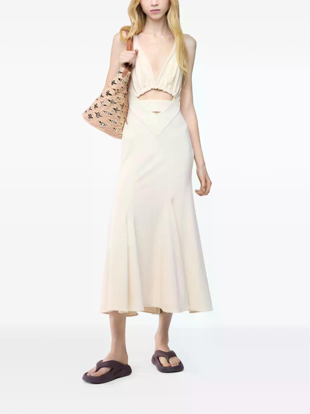 PACO RABANNE Crossed Straps Cut-Out Midi Dress