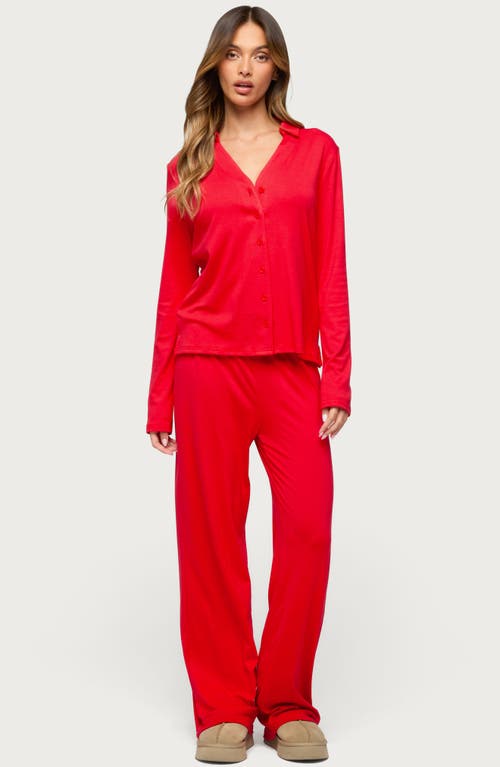 EDIKTED Justina Lounge Button-Up Top