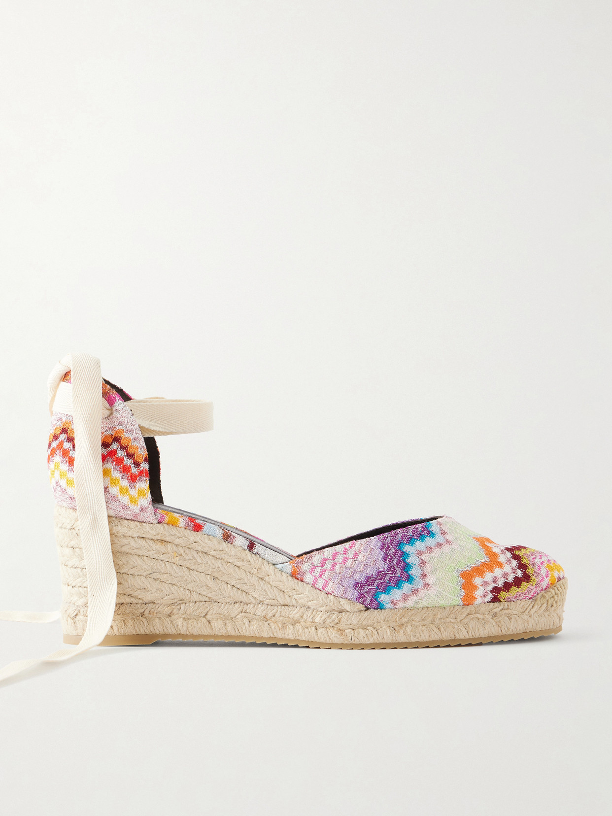 MISSONI Eva 60 Striped Woven Wedge Sandals
