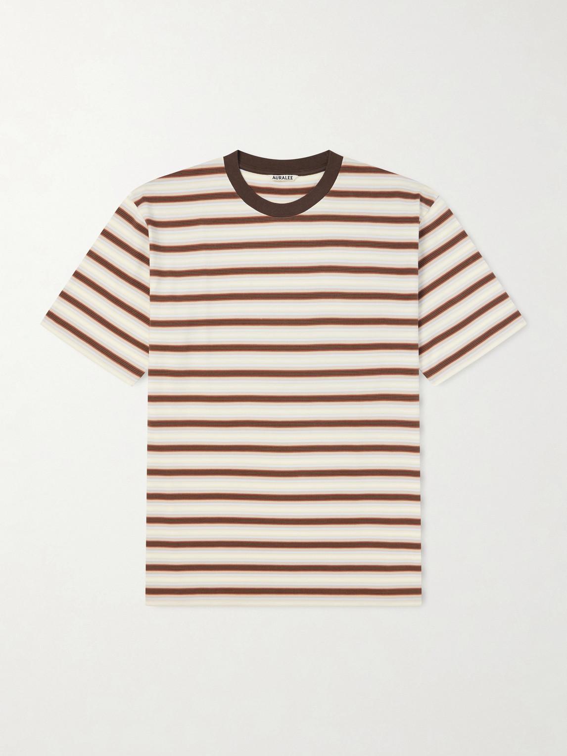 AURALEE Auralee - Striped Cotton-Jersey T-Shirt - Men - Brown - 3