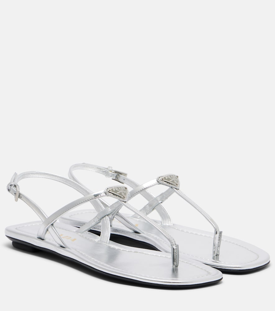 PRADA metallic leather sandals